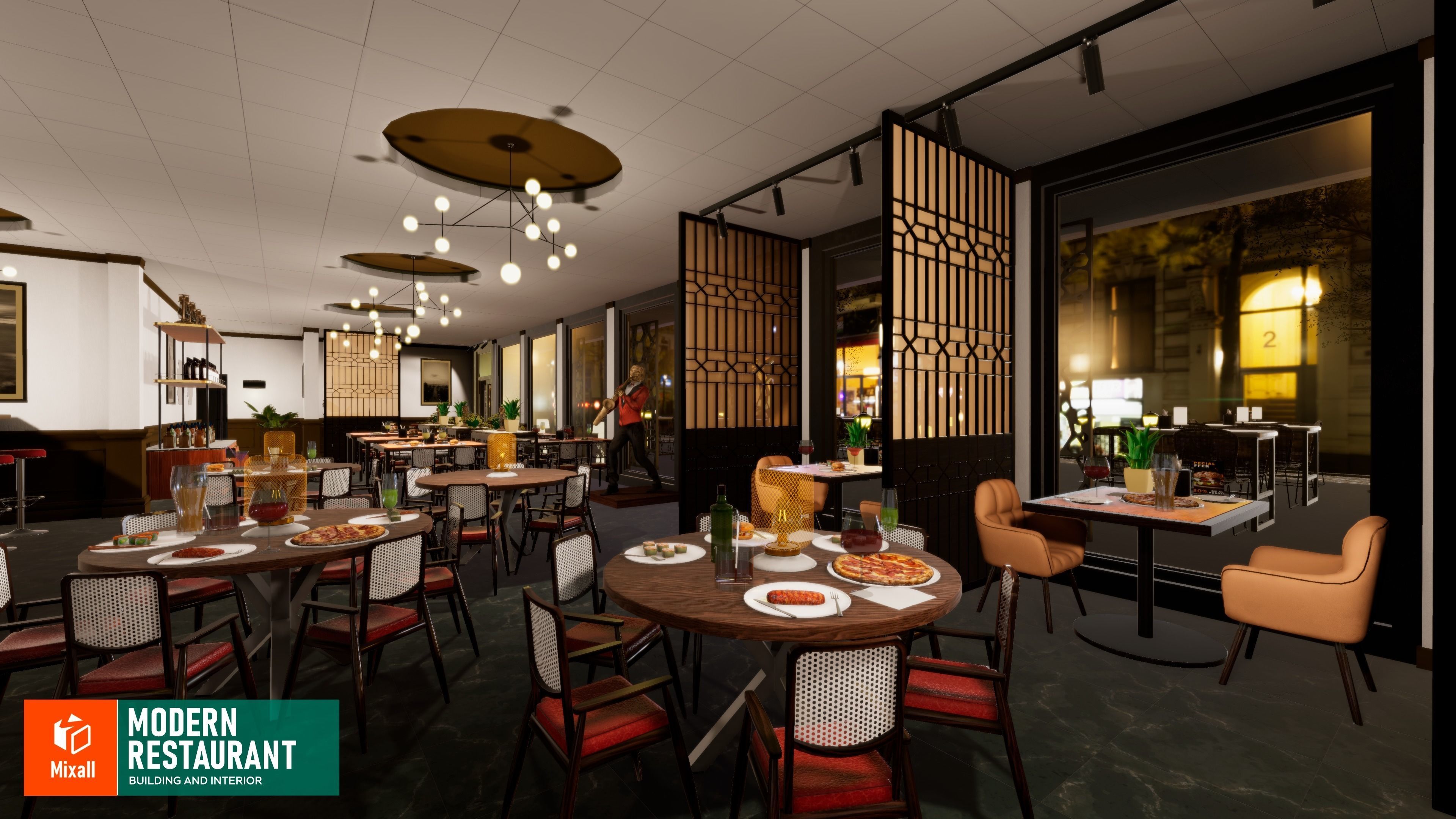 Modern restaurant - building and interior 3D model | CGTrader