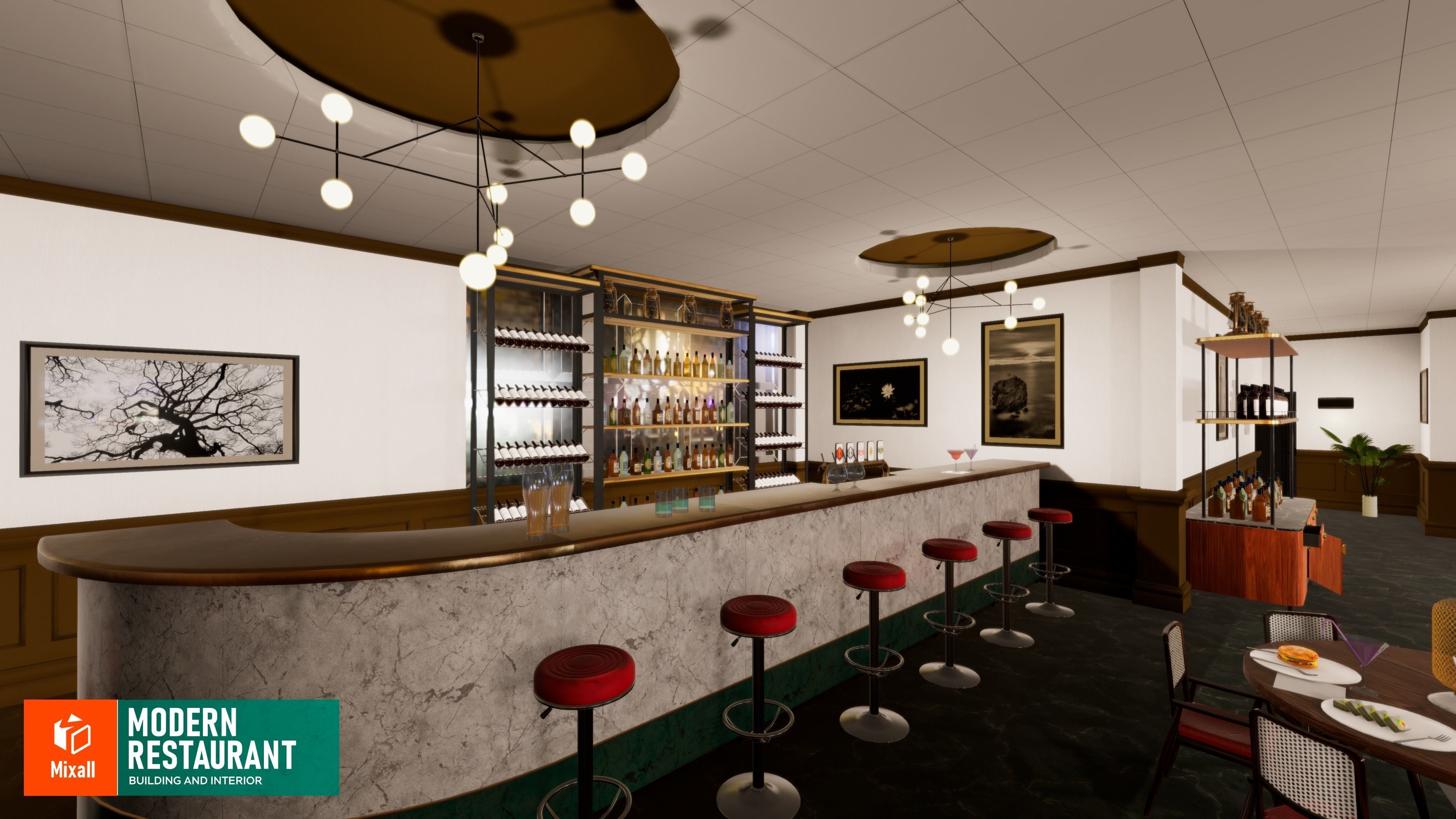 Modern restaurant - building and interior 3D model | CGTrader