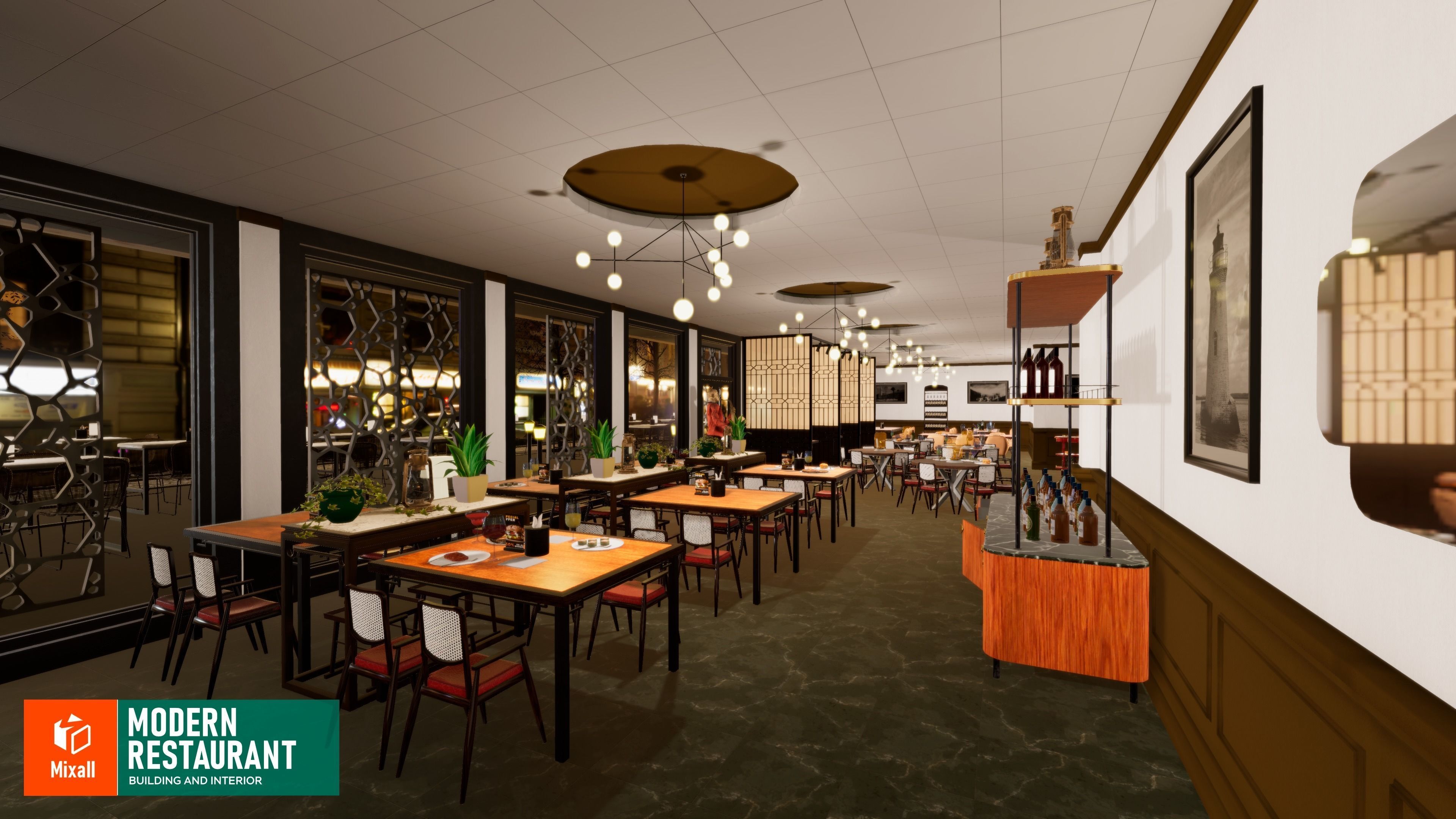Modern restaurant - building and interior 3D model | CGTrader