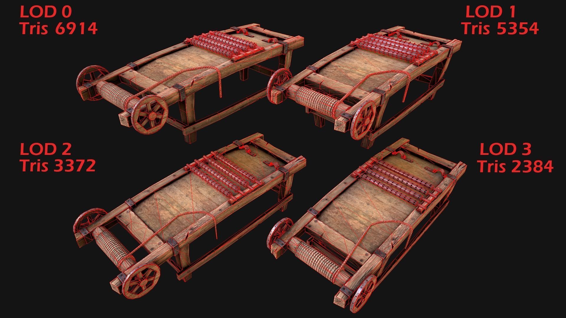 3D model Medieval Rack Torture VR / AR / low-poly | CGTrader
