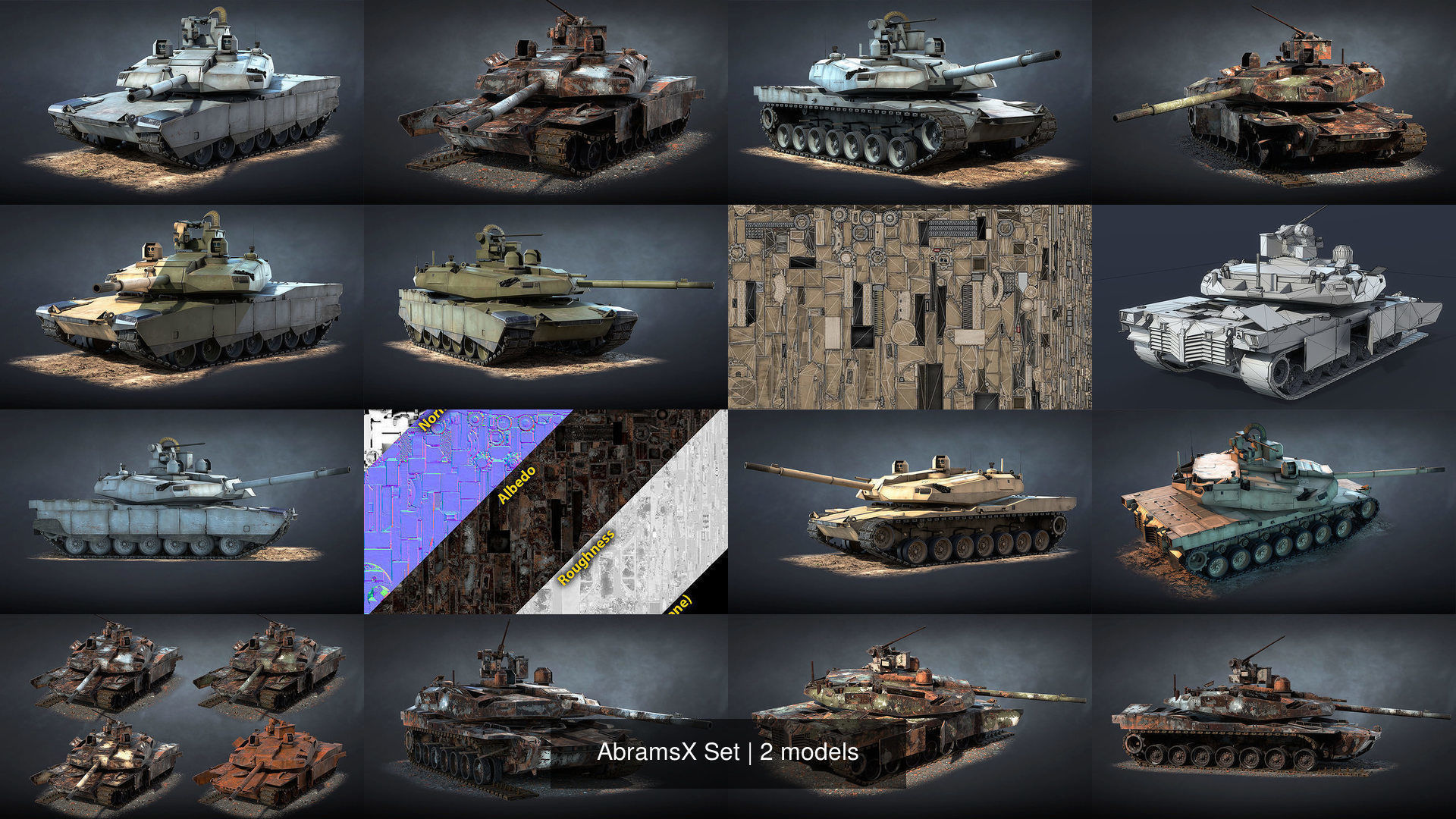 3D Model Collection AbramsX Set military tank VR / AR / low-poly | CGTrader