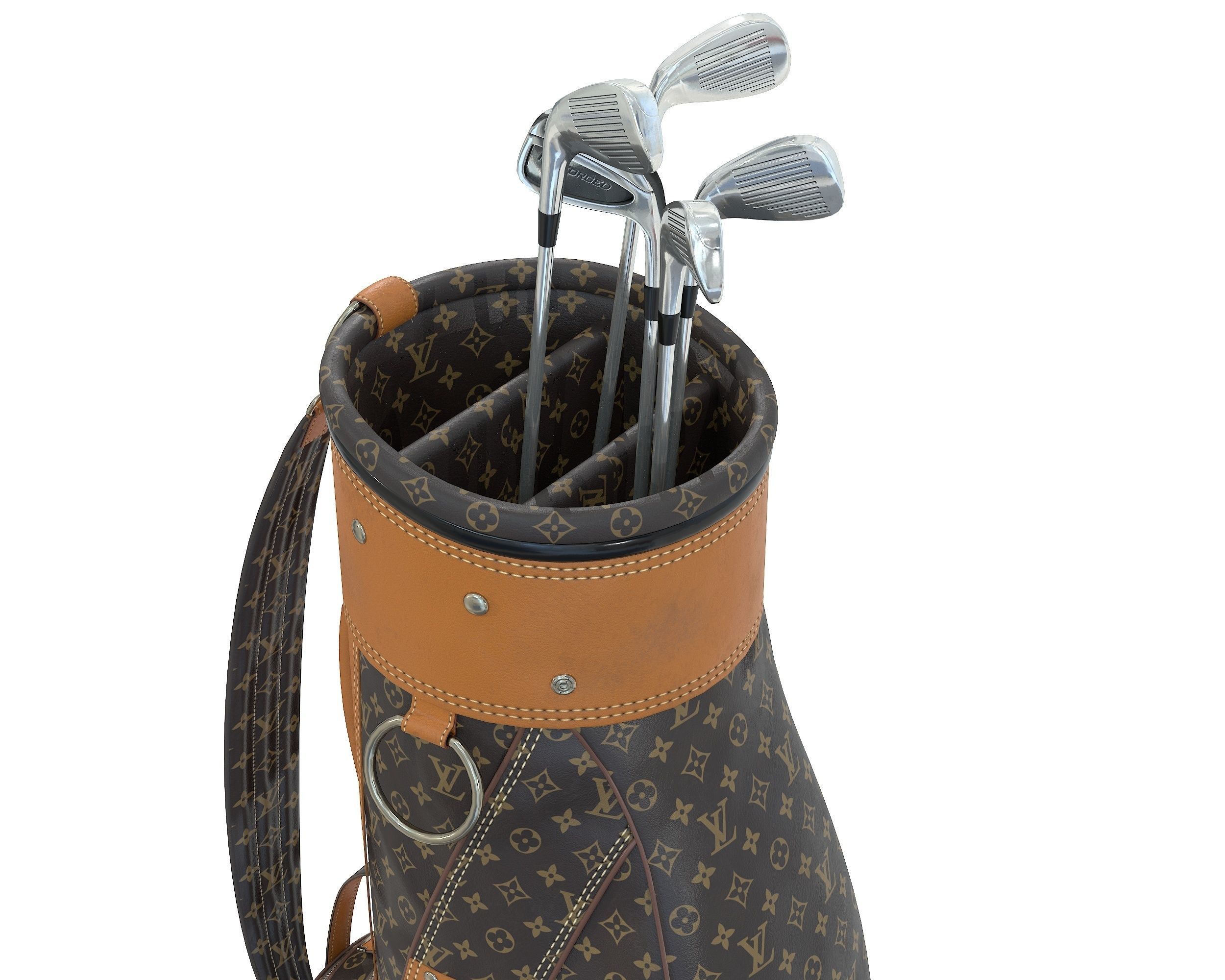 3D model Vintage Louis Vuitton Monogram LV Golf Bag with Clubs VR / AR ...