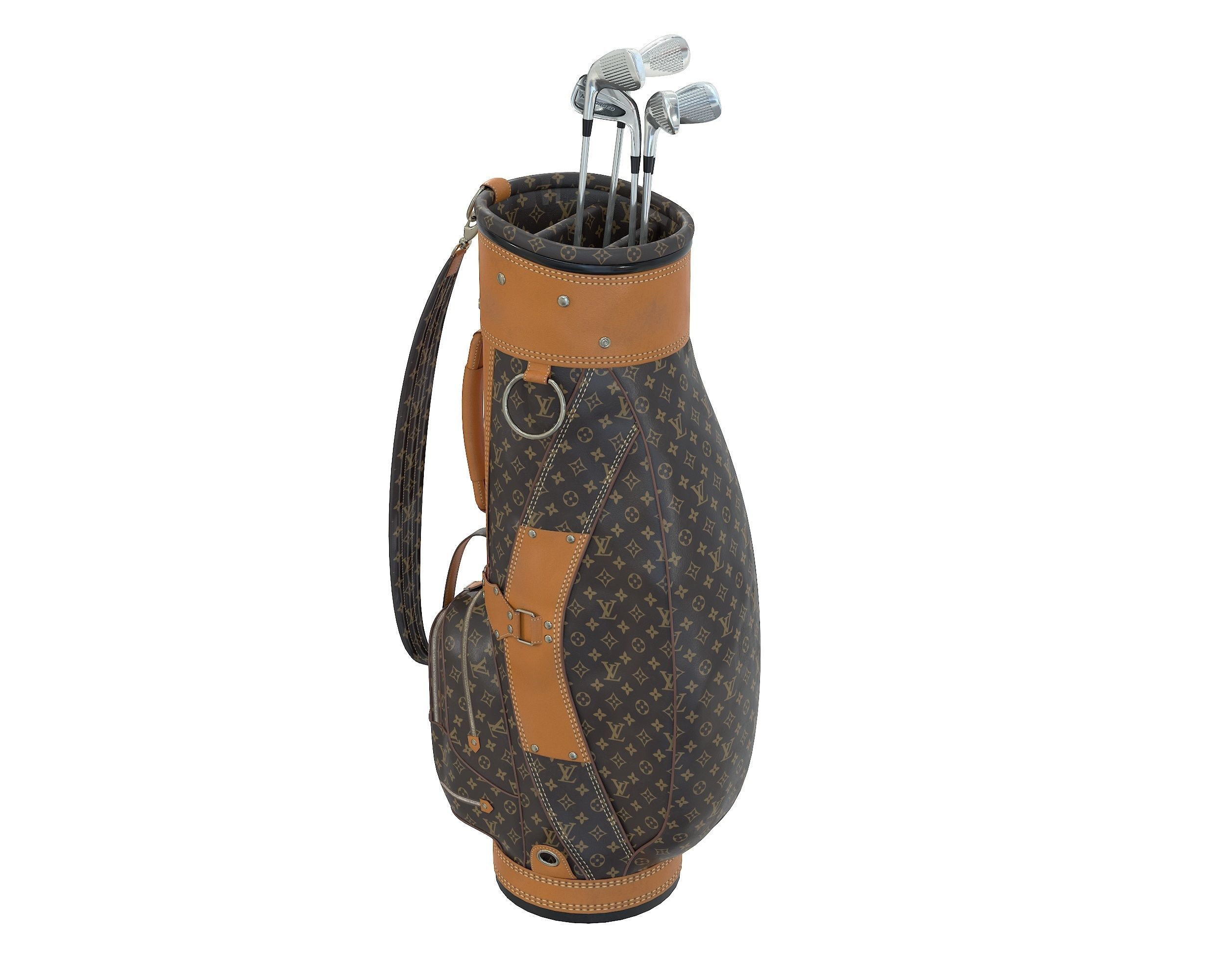 3D model Vintage Louis Vuitton Monogram LV Golf Bag with Clubs VR / AR ...