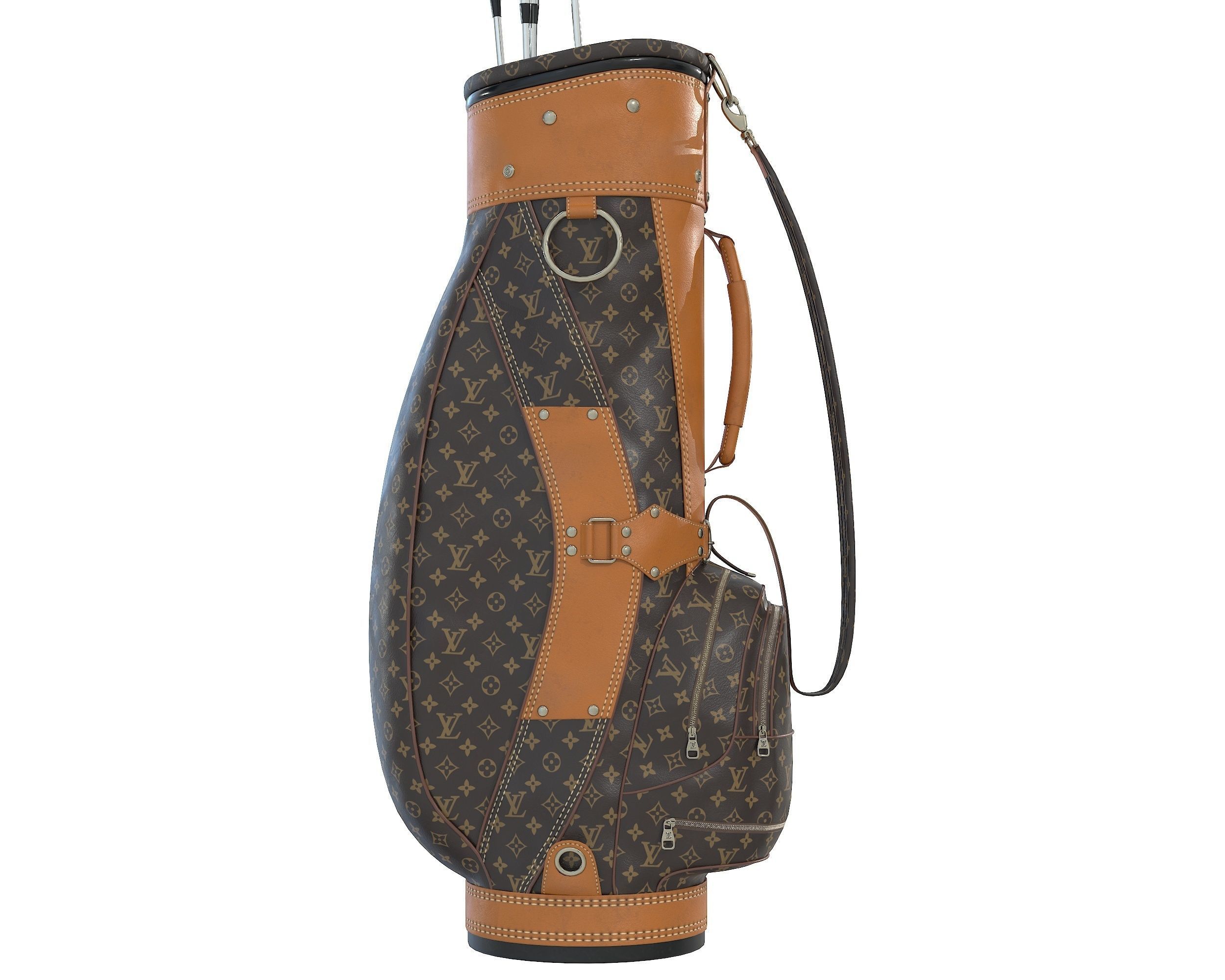 3D model Vintage Louis Vuitton Monogram LV Golf Bag with Clubs VR / AR ...
