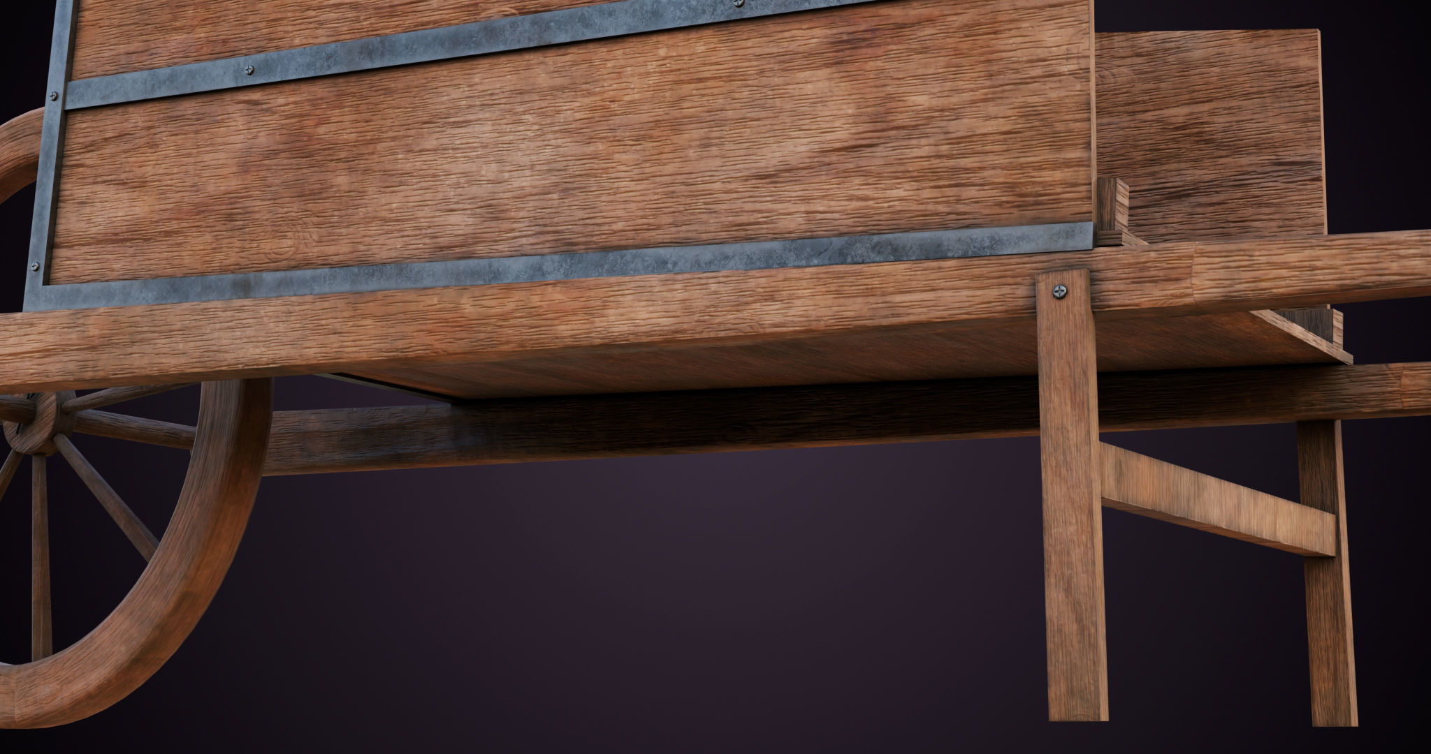 3D model Wooden Cart03 All PBR Unity UE Textures Included VR / AR / low ...