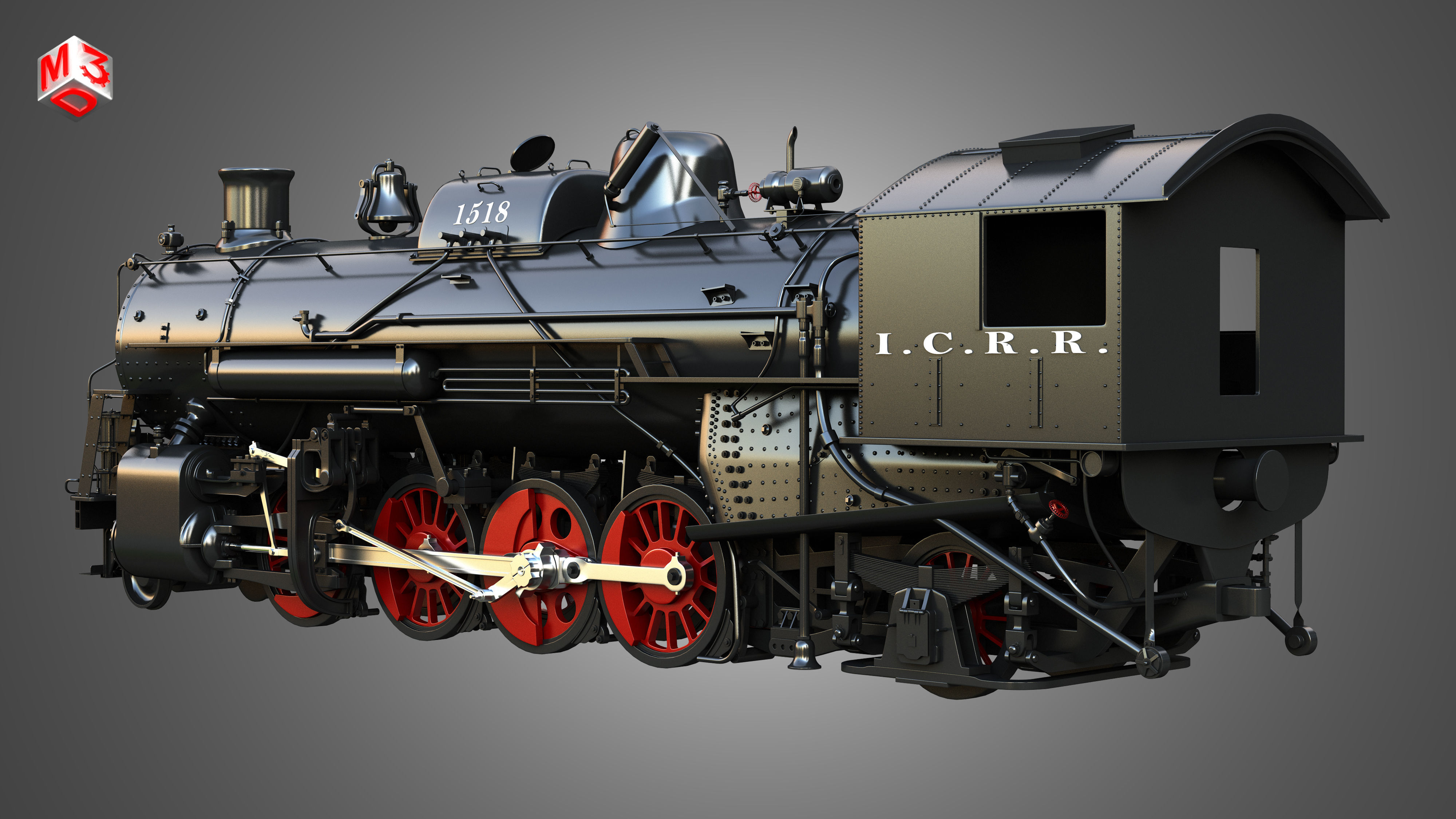 ICRR 1518 - Steam Locomotive With Coal Wagon 3D model | CGTrader