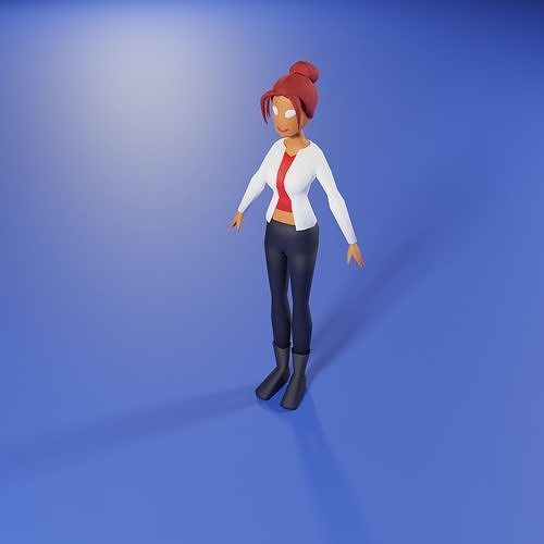Woman Game Ready low-poly cartoon girl free VR / AR / low-poly 3D model ...