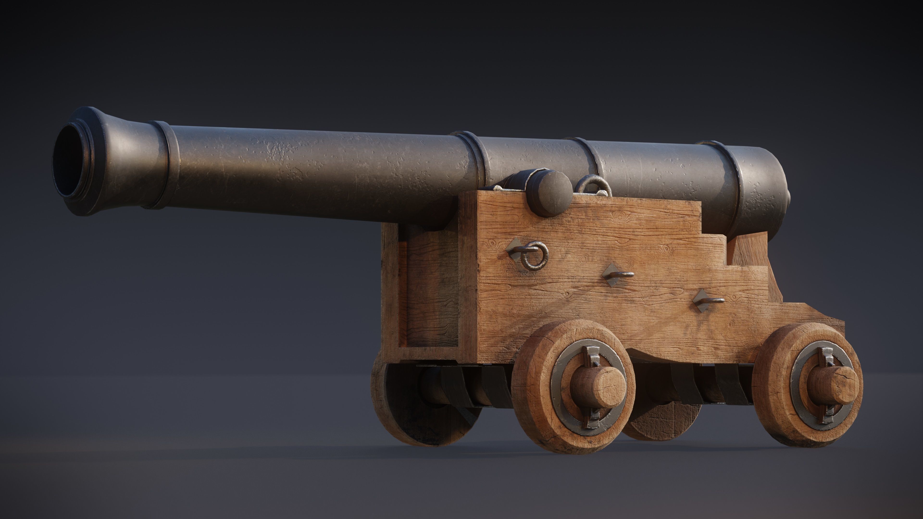 3D model Heavy Ship Cannon 17th Century VR / AR / low-poly rigged ...