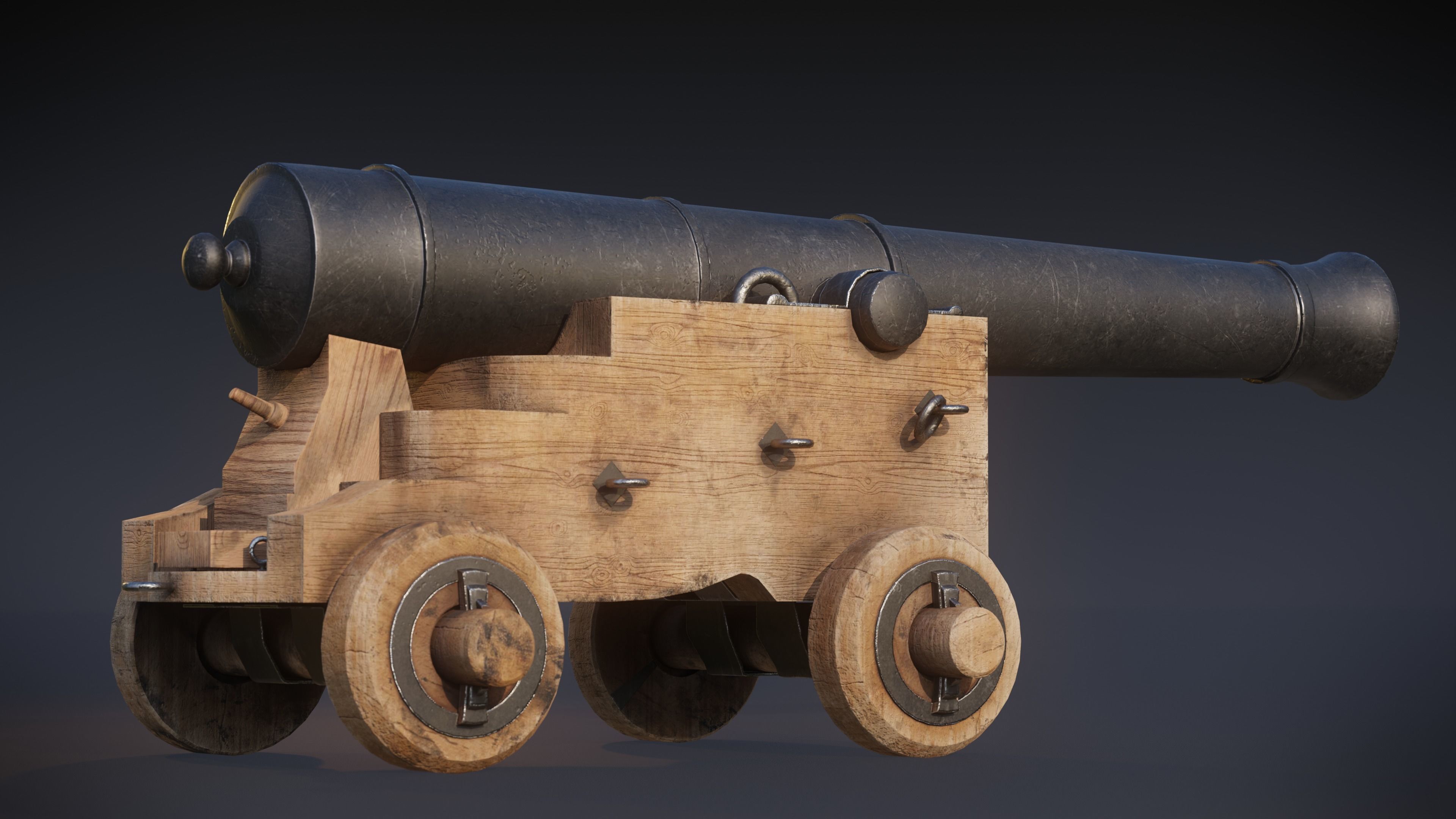 3D model Heavy Ship Cannon 17th Century VR / AR / low-poly rigged ...