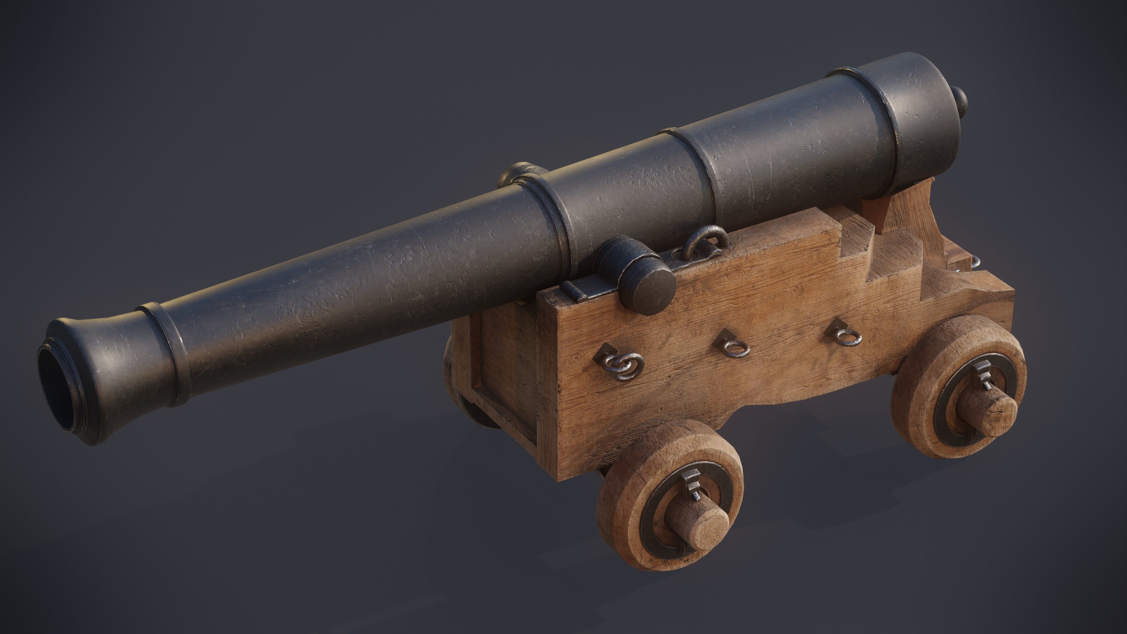3D model Heavy Ship Cannon 17th Century VR / AR / low-poly rigged ...