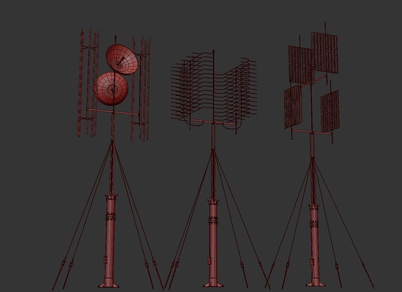 3D model Army Antenna Pack 3 Types VR / AR / low-poly | CGTrader