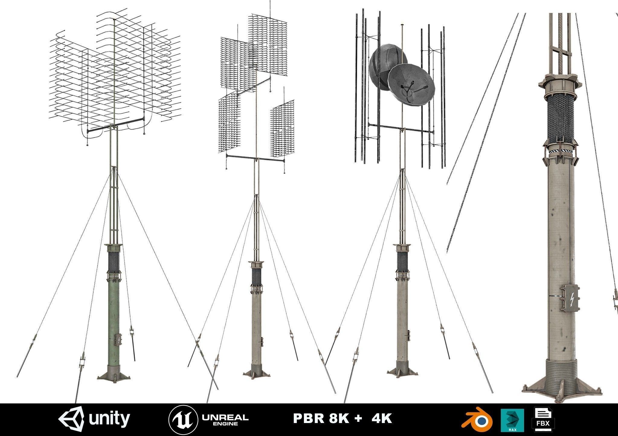 3D model Army Antenna Pack 3 Types VR / AR / low-poly | CGTrader