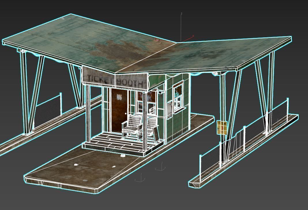 Old Park Entrance And Ticket Booth 3D model | CGTrader