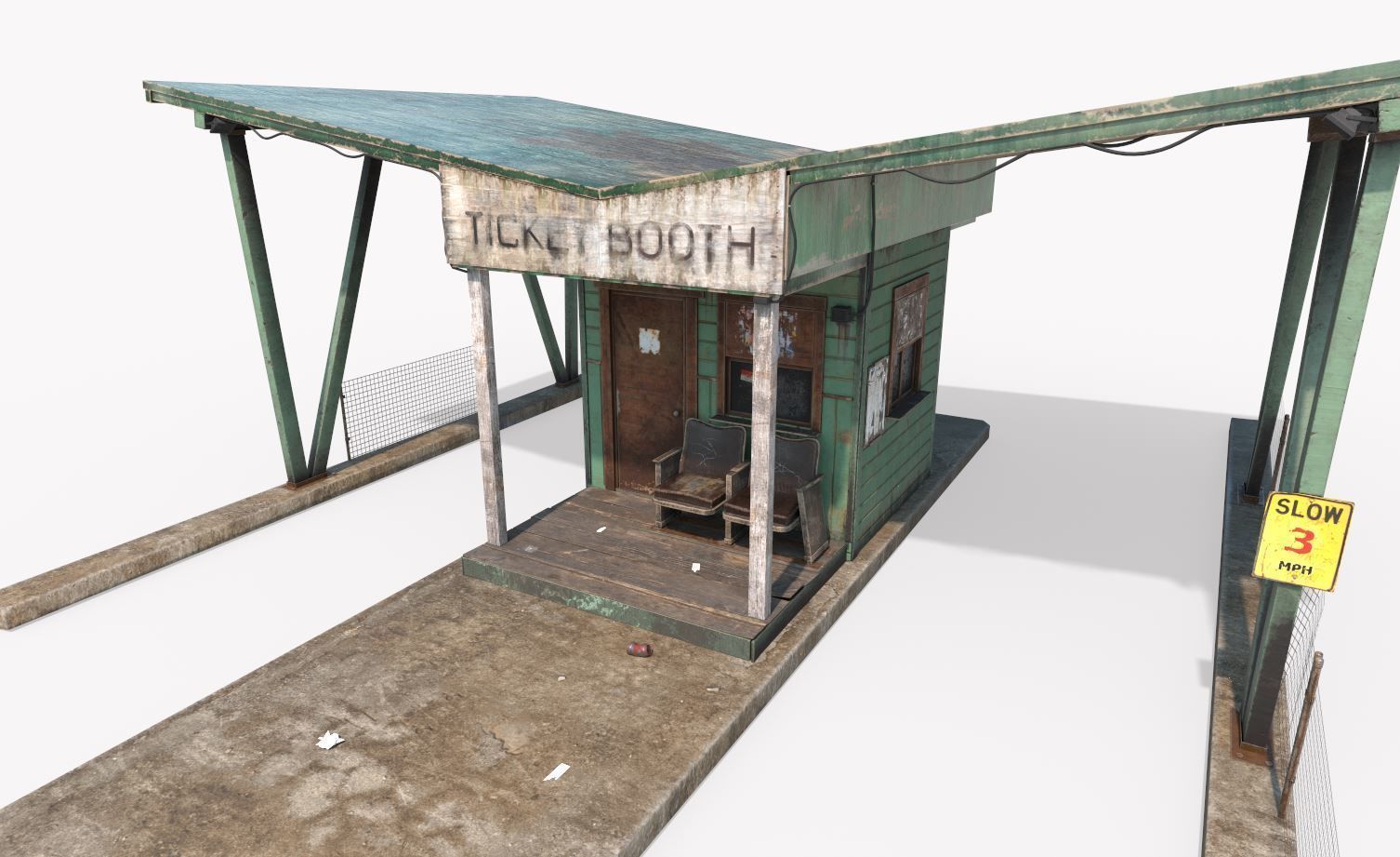 Old Park Entrance And Ticket Booth 3D model | CGTrader
