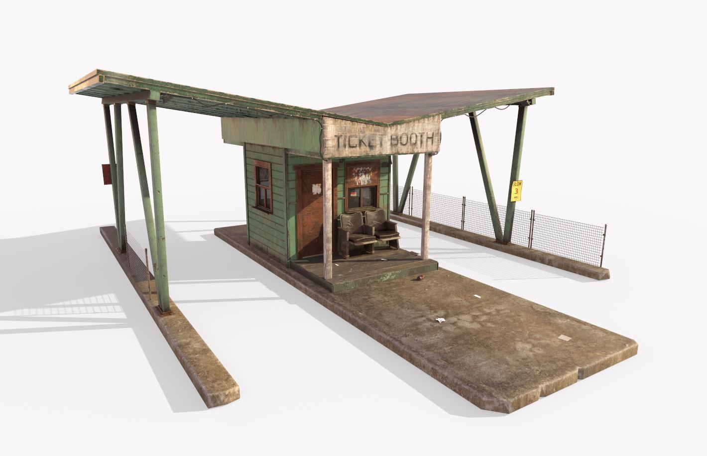 Old Park Entrance And Ticket Booth 3D model | CGTrader