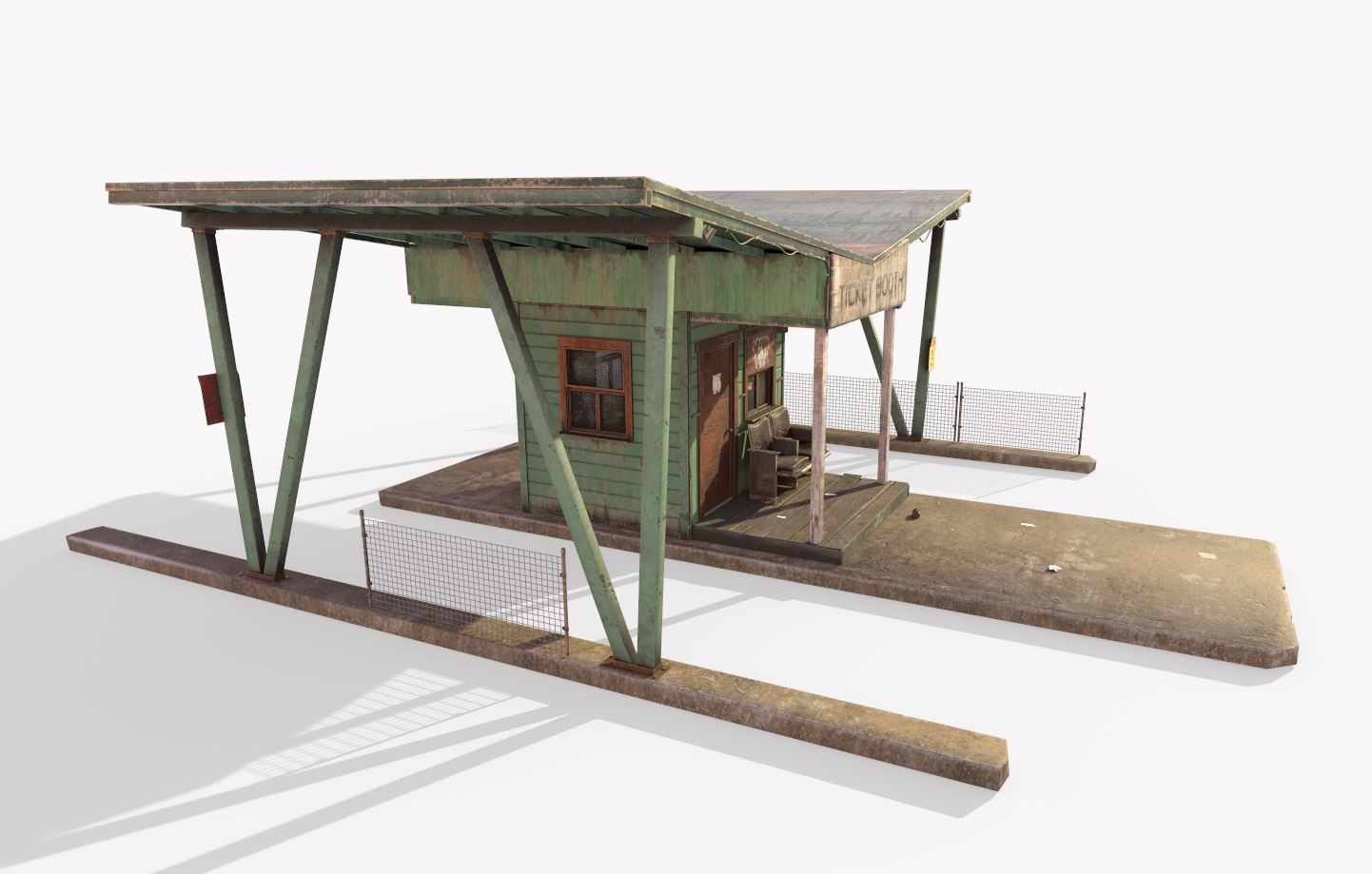 Old Park Entrance And Ticket Booth 3D model | CGTrader