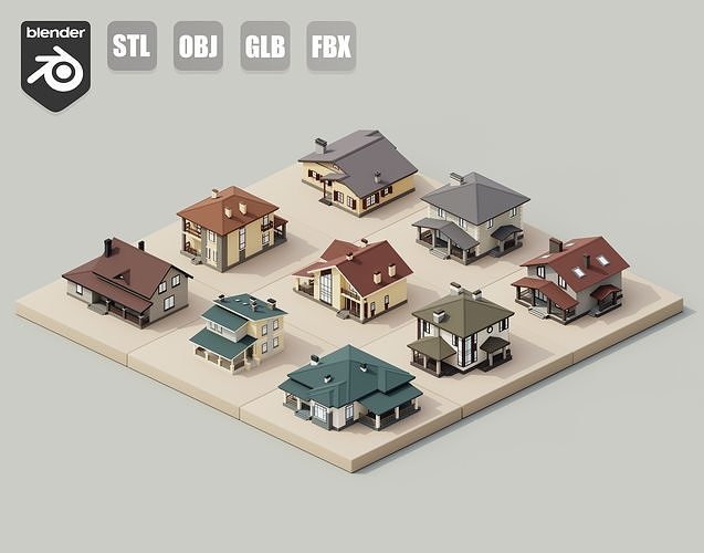 3D model Pack Cottage VR / AR / low-poly | CGTrader