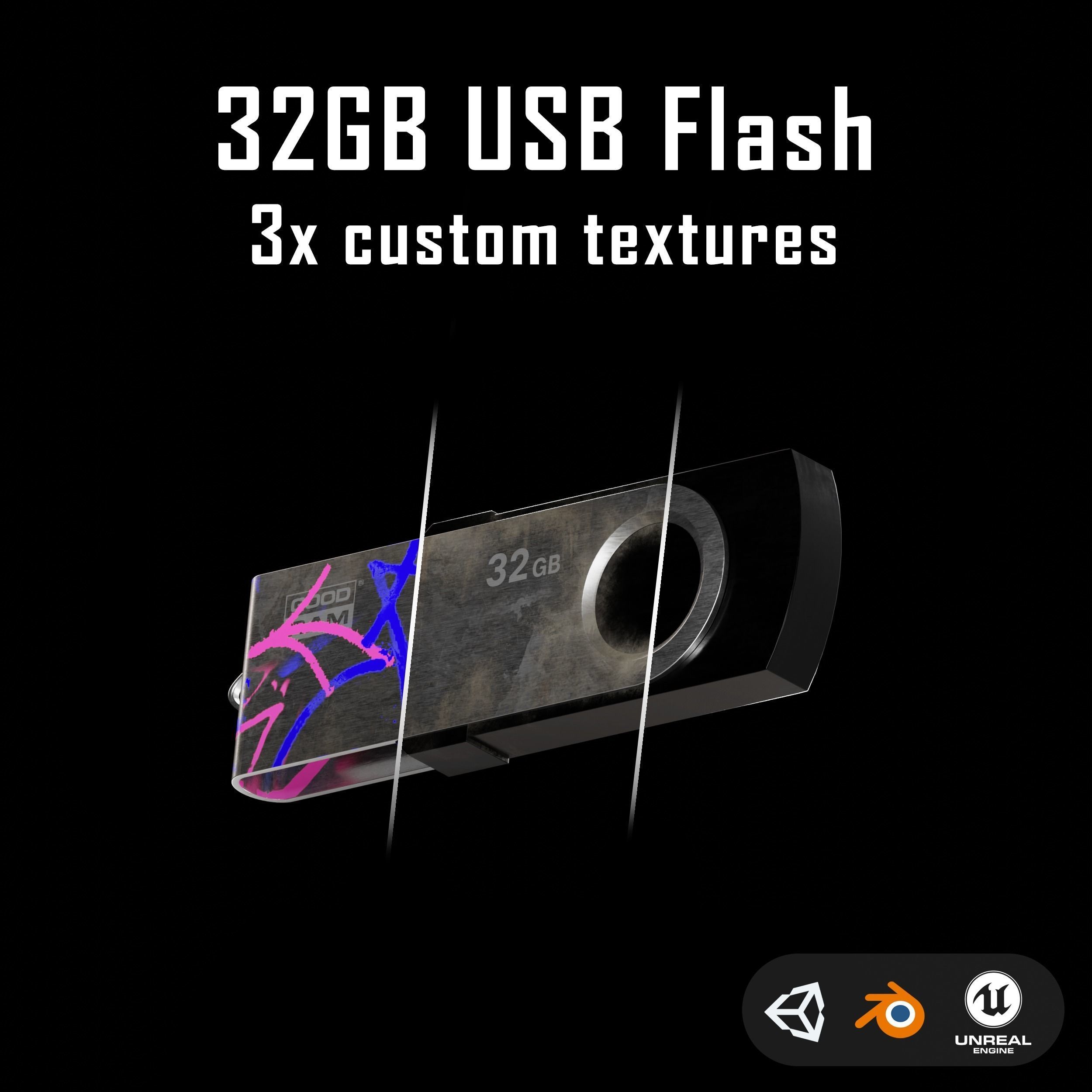 USB Flash Drive custom textures free VR / AR / low-poly 3D model | CGTrader