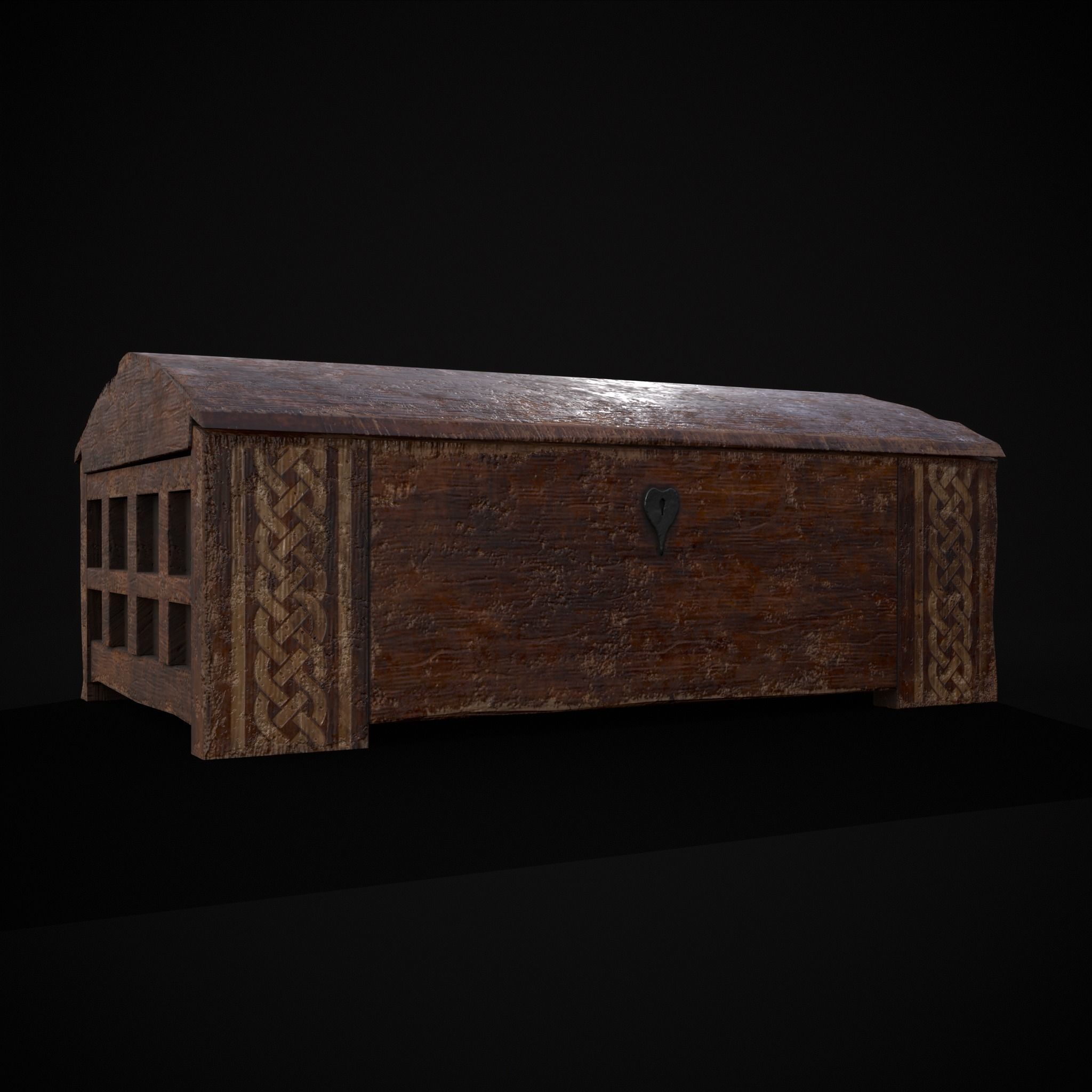3D model Rustic Medieval Wooden Curved Chest VR / AR / low-poly | CGTrader