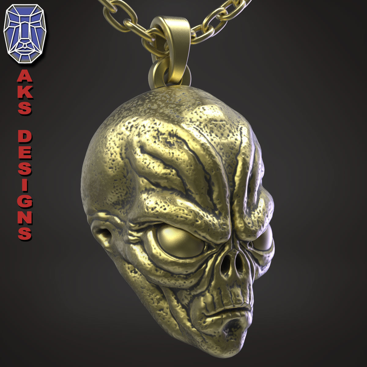 skull Pendant jewelry Alien v1 3D model 3D printable | CGTrader