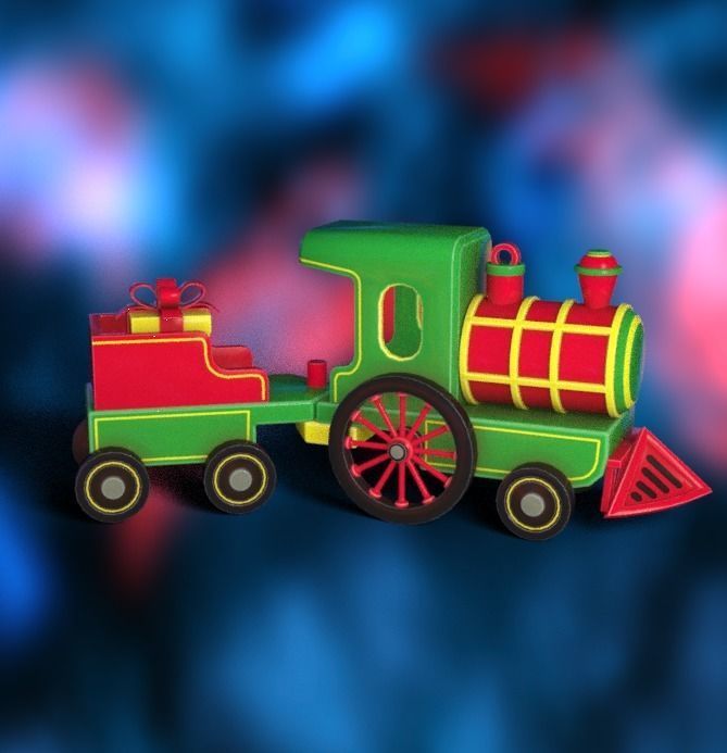 stylized toy train christmas 3D model | CGTrader
