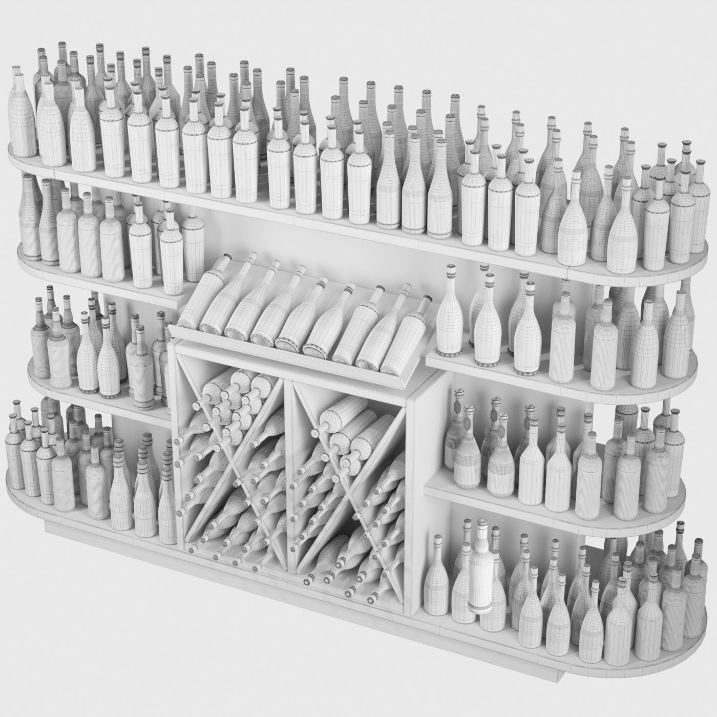 Wine rack in supermarket 50 3D model | CGTrader