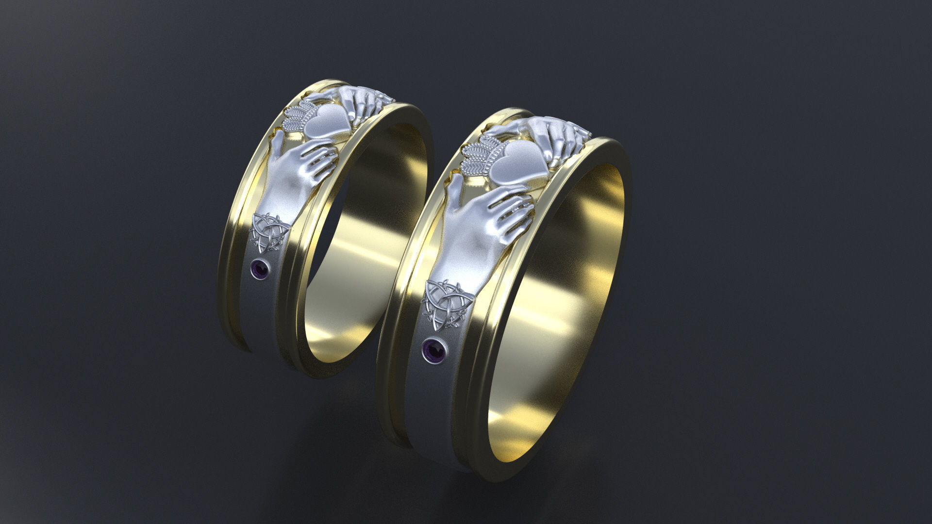 Wedding claddagh rings cnc or 3D model 3D printable | CGTrader