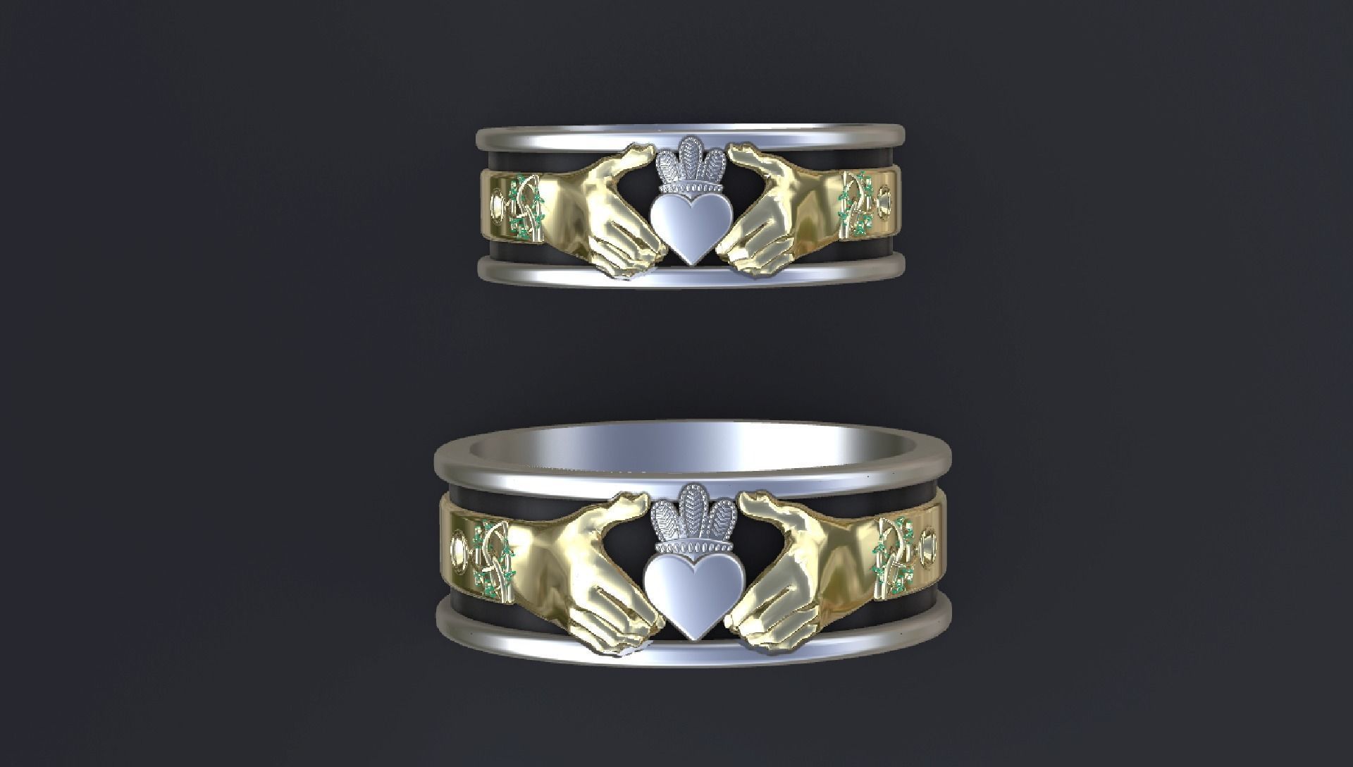 Wedding claddagh rings cnc or 3D model 3D printable | CGTrader