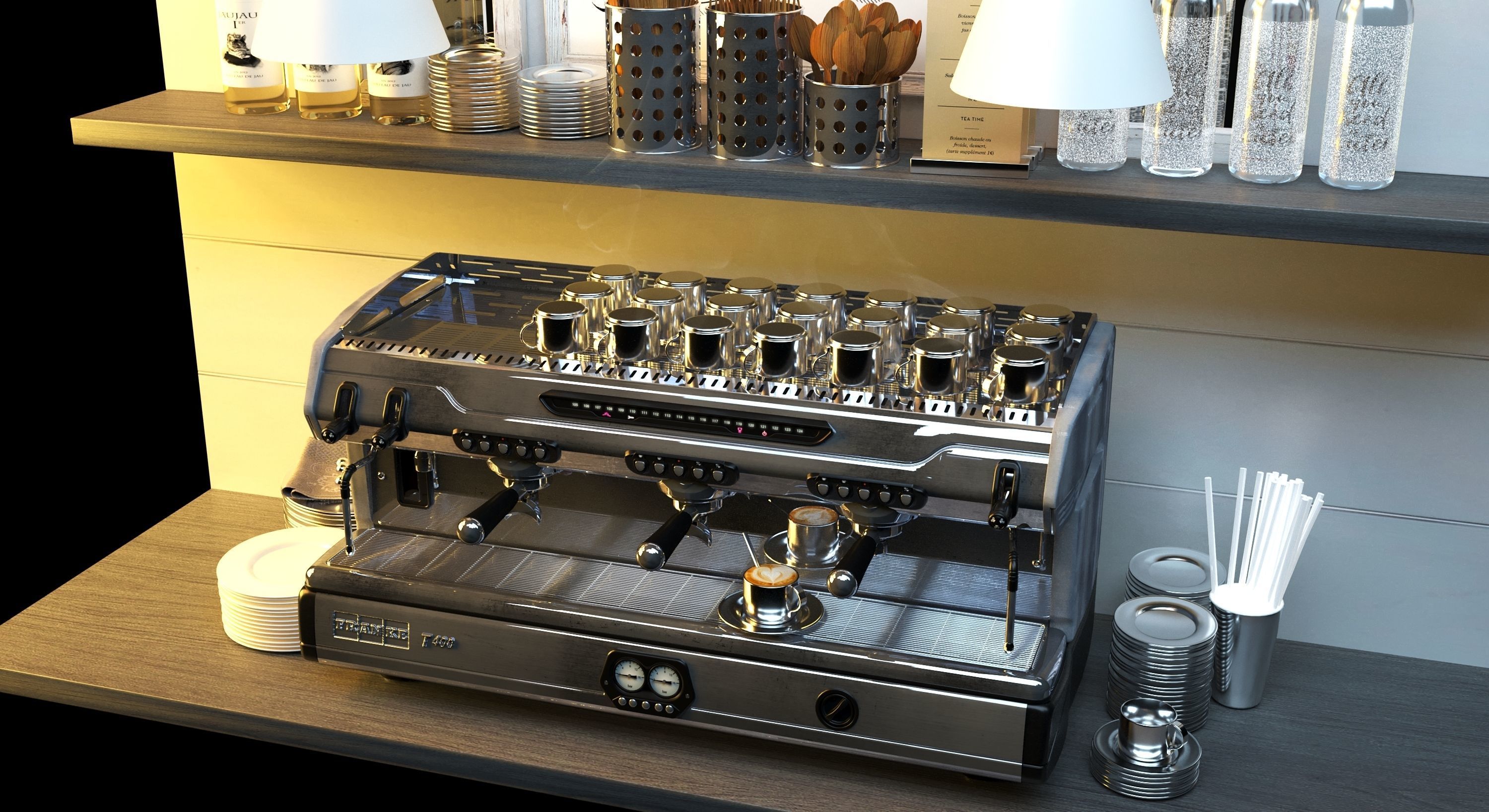 Coffee machine scene 3D model | CGTrader