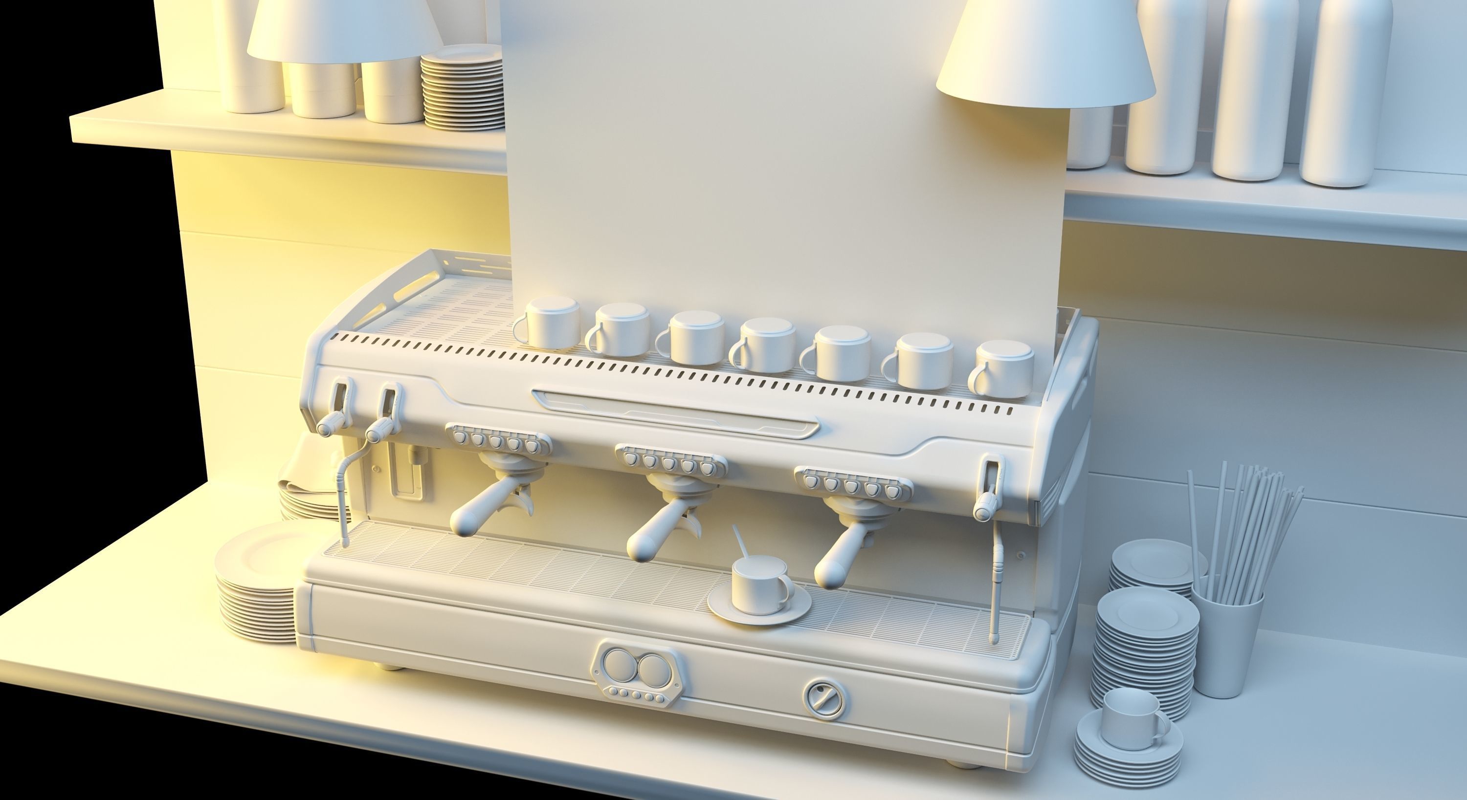 Coffee machine scene 3D model | CGTrader