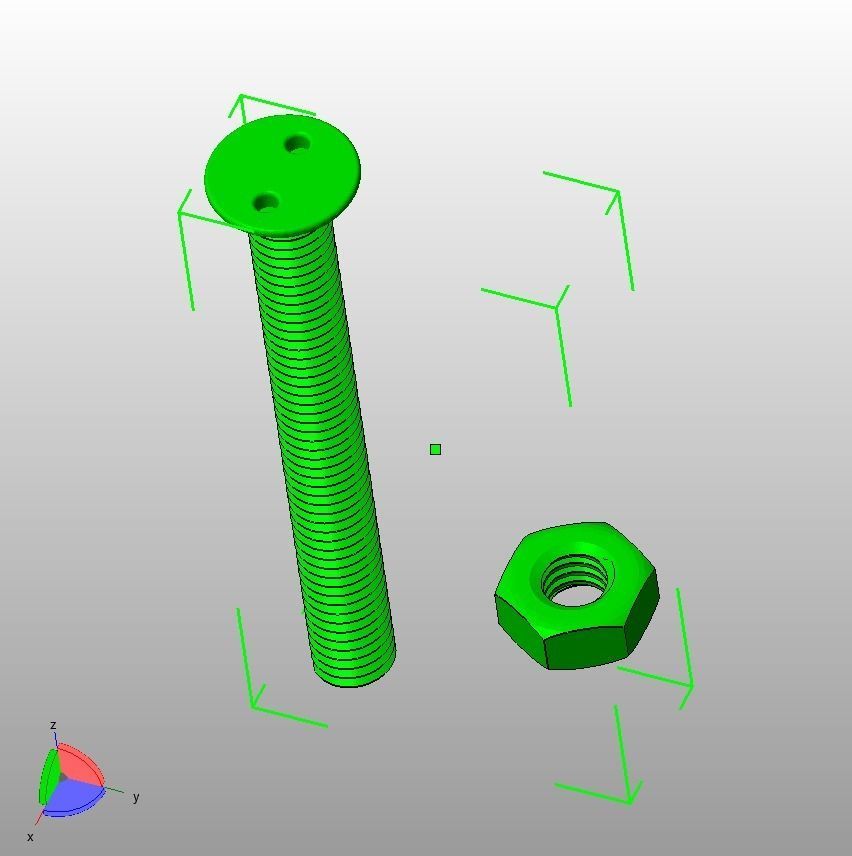 M5 Snake Eye Countersunk Bolts and nut 3D model 3D printable | CGTrader