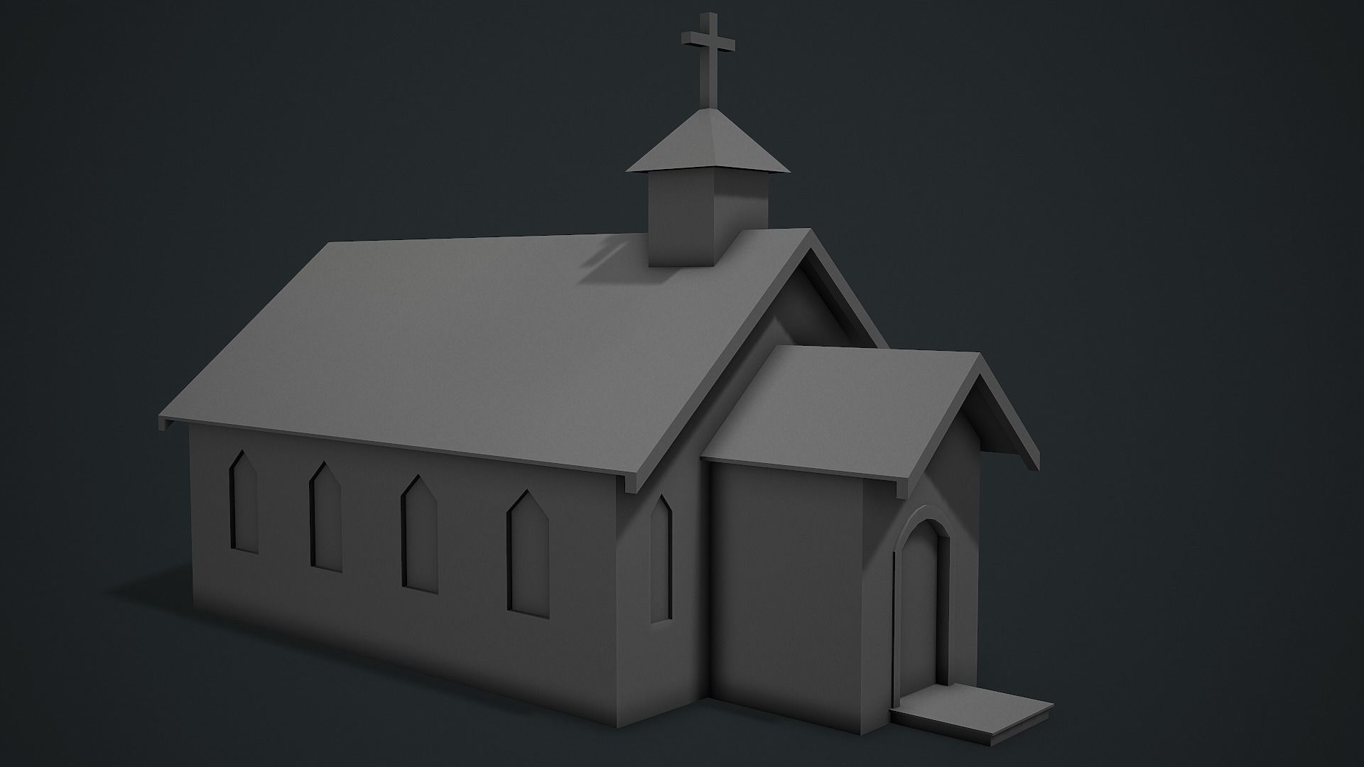 3D model Old Wooden Church - Low Poly Game Ready VR / AR / low-poly ...