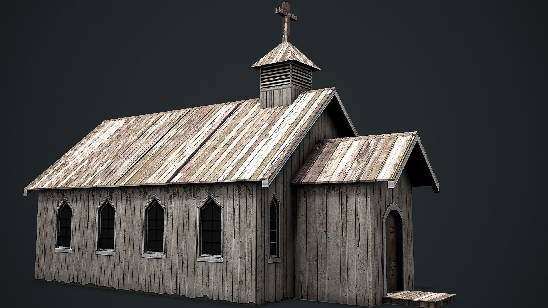 3D model Old Wooden Church - Low Poly Game Ready VR / AR / low-poly ...