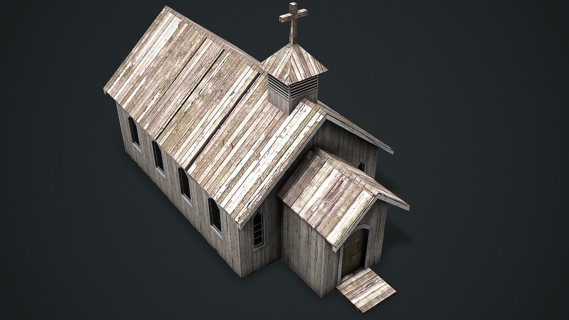 3D model Old Wooden Church - Low Poly Game Ready VR / AR / low-poly ...