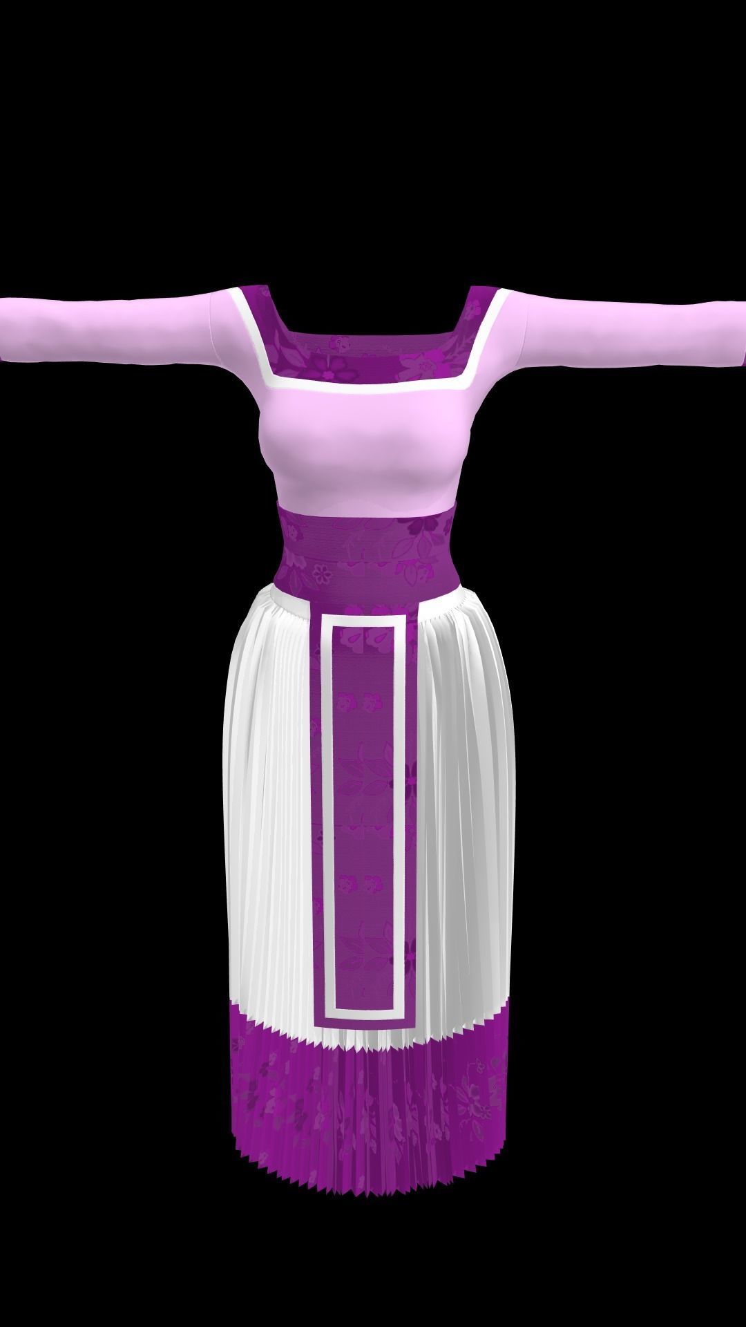 Purple Hmong dress for female 3D model | CGTrader