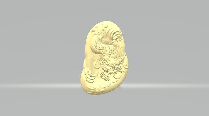 Oval Dragon Pendant 3D model 3D printable | CGTrader
