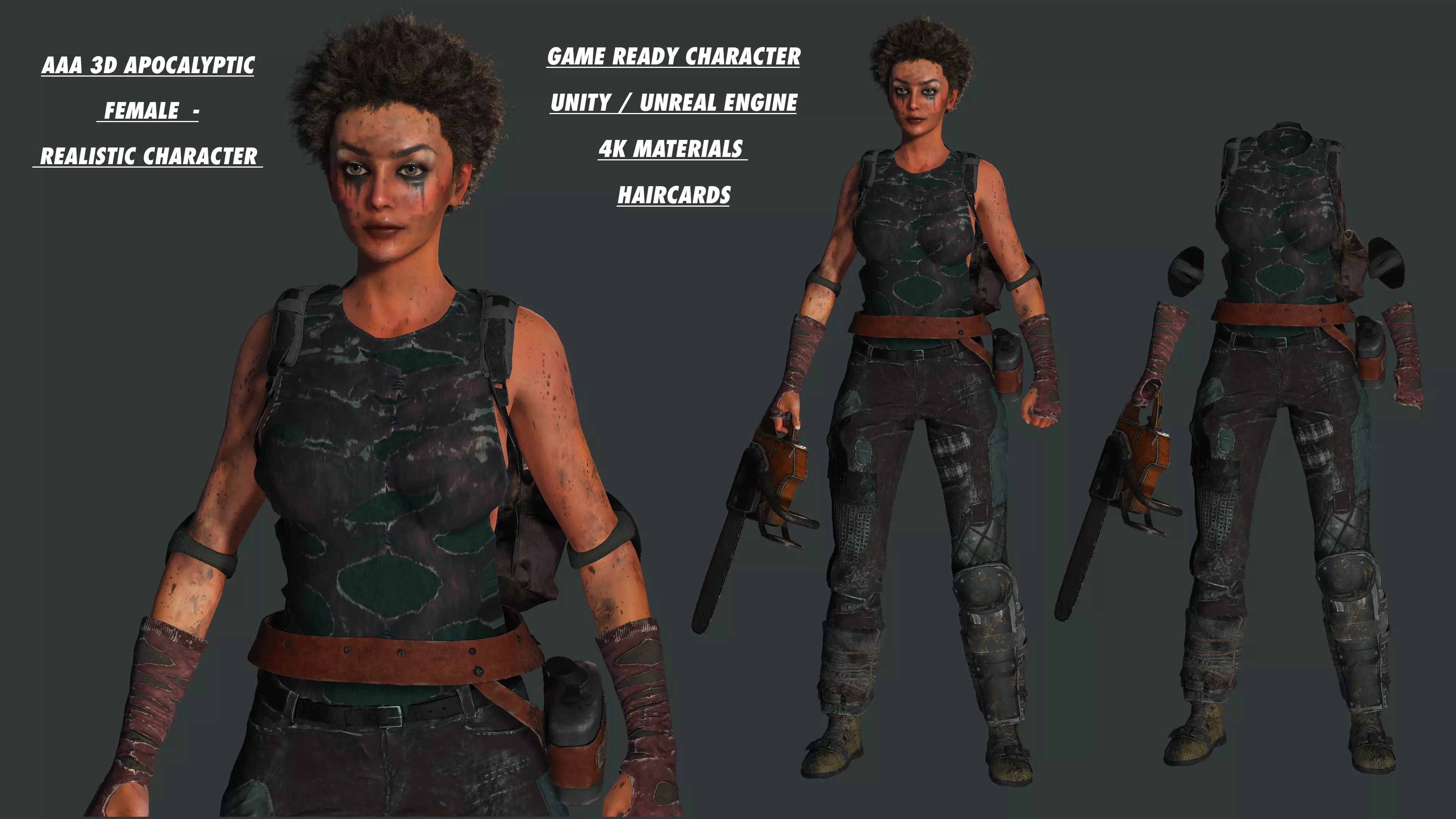 3D model AAA 3D APOCALYPTIC FEMALE 01 - REALISTIC GAME READY CHARACTER ...