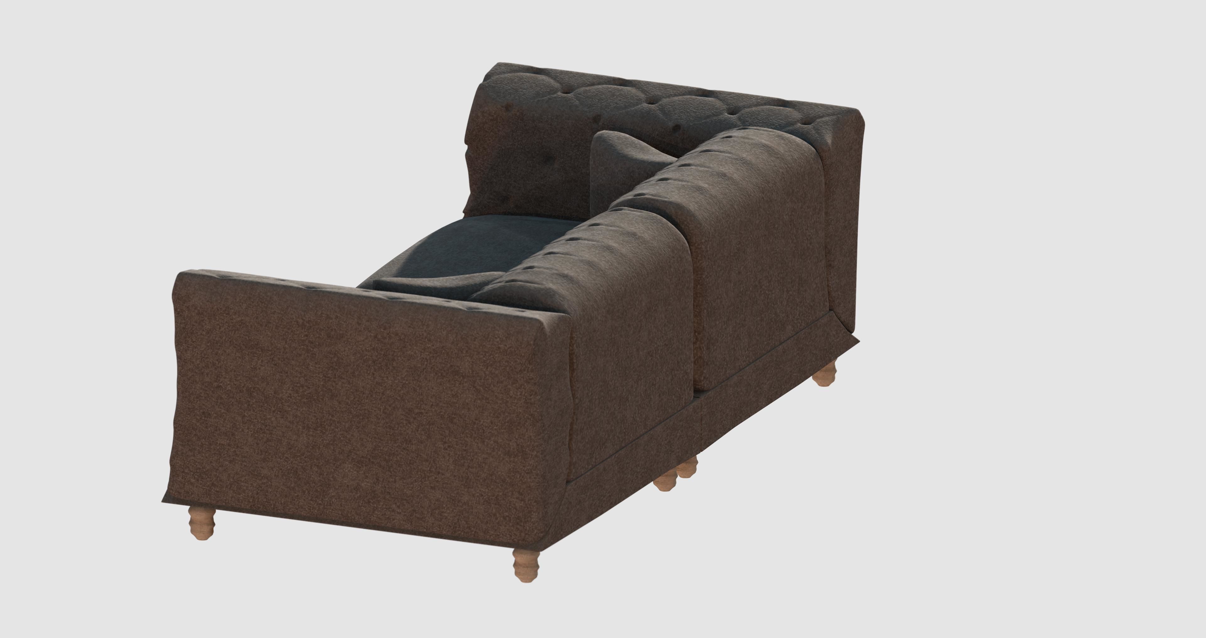 Light brown-grey velvet capitone corner sofa 3D model | CGTrader