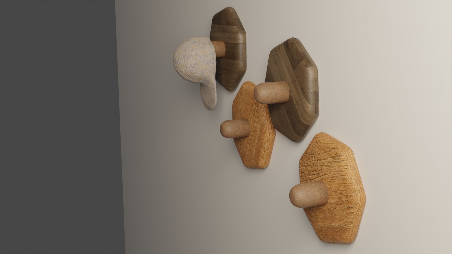 Hexagon Wall Knobs 3D model | CGTrader