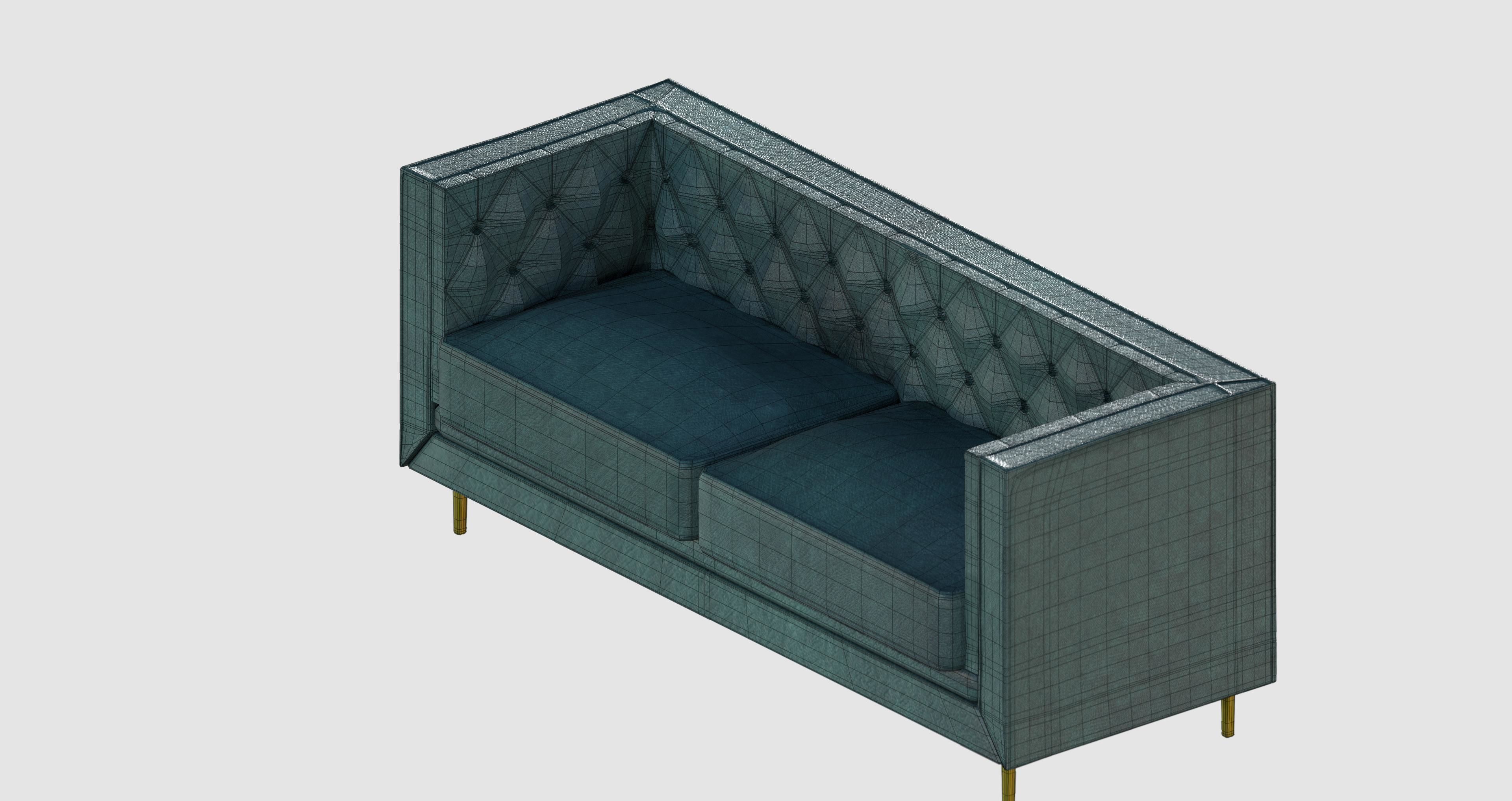 3D model Green corner capitone sofa VR / AR / low-poly | CGTrader