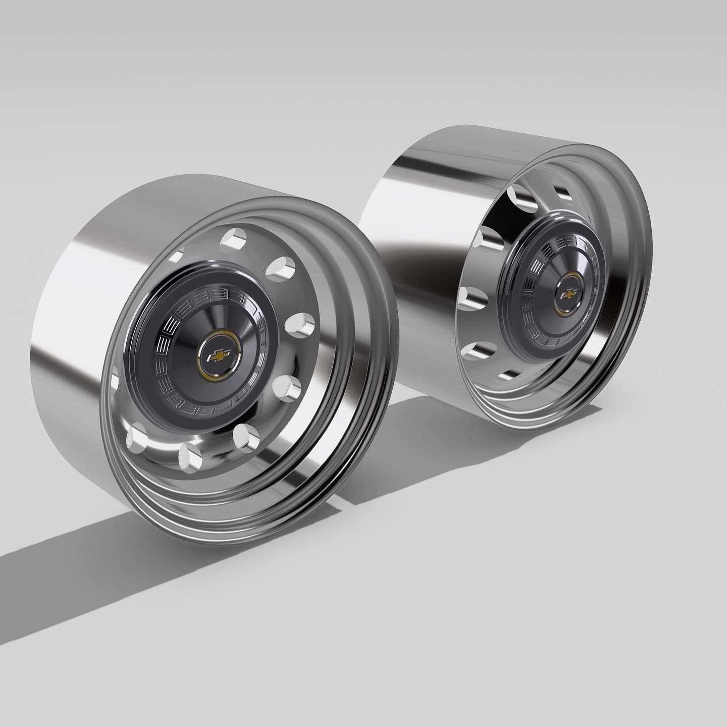Alcoa Wheels with Chevy Caps Reversable Dually Wheels 3D model 3D ...