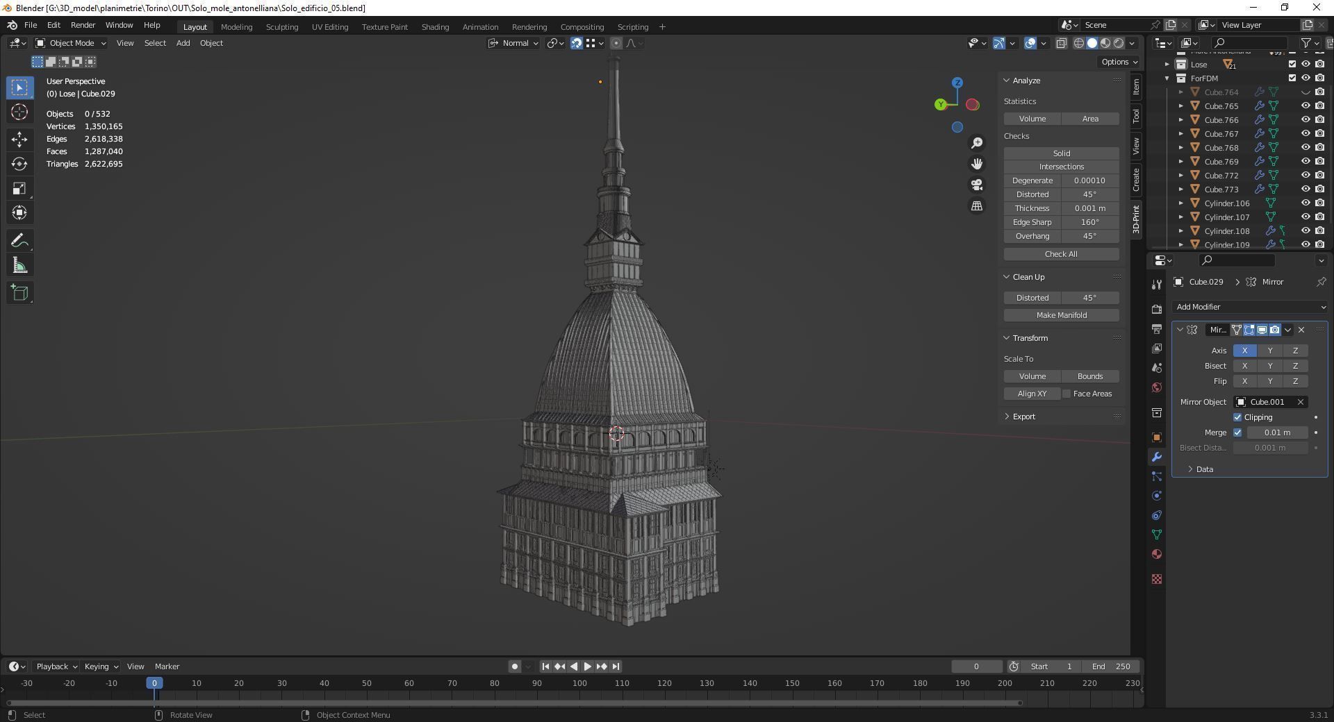3D model Torino Mole Antonelliana For 3d printer VR / AR / low-poly ...