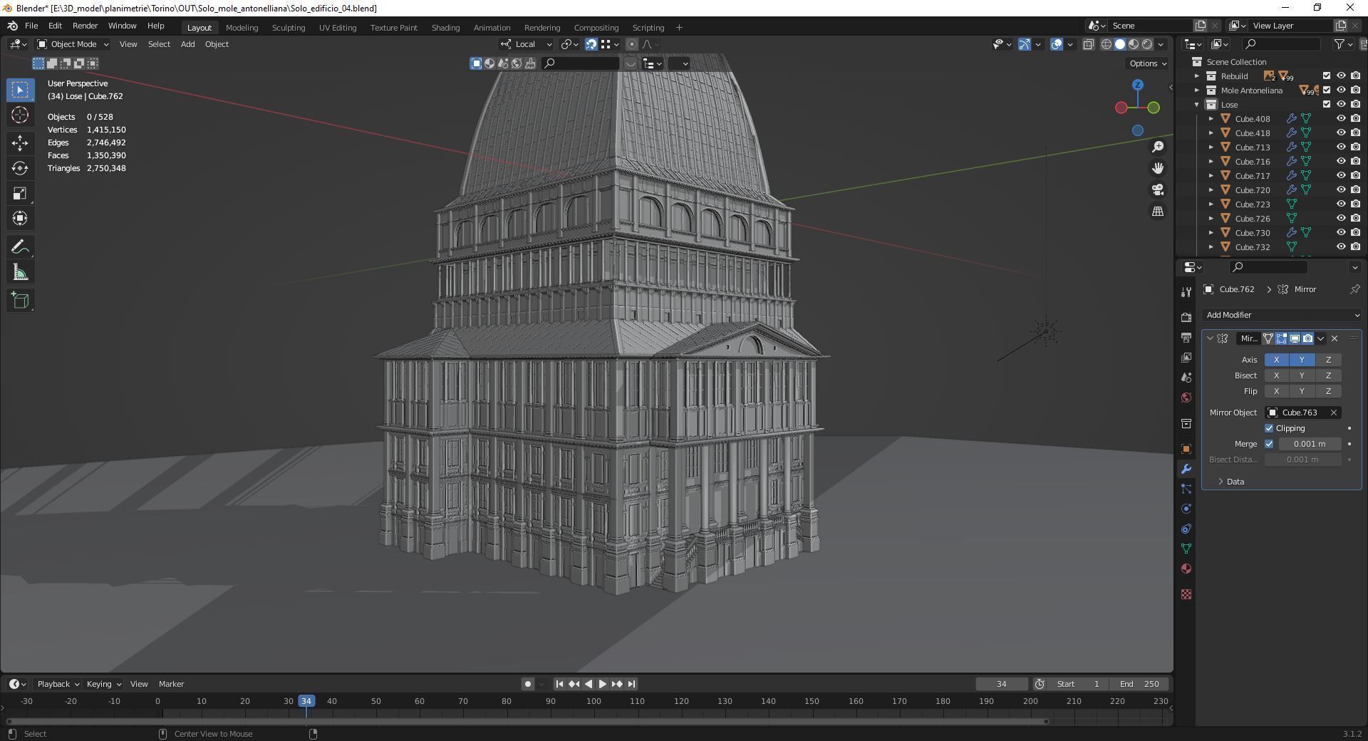 3D model Torino Mole Antonelliana For 3d printer VR / AR / low-poly ...