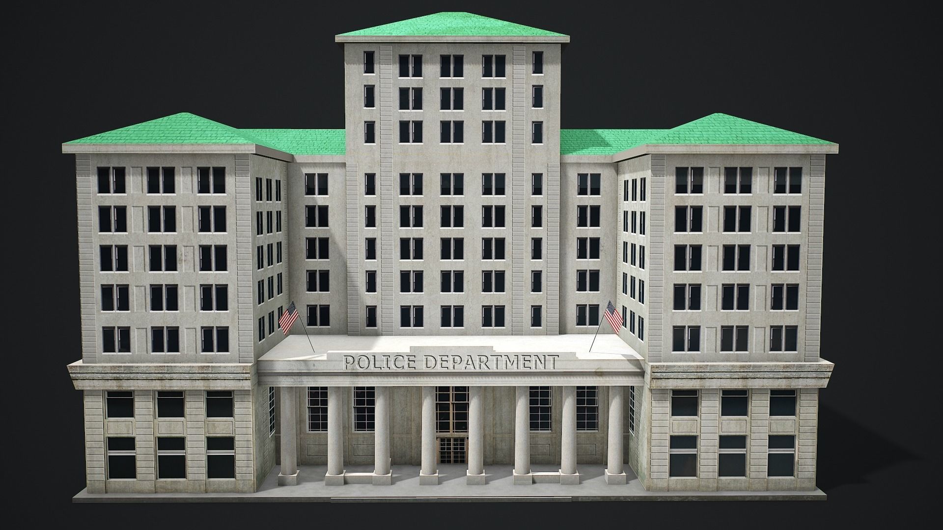 3D model Police Department Building - Low Poly Game Ready VR / AR / low ...