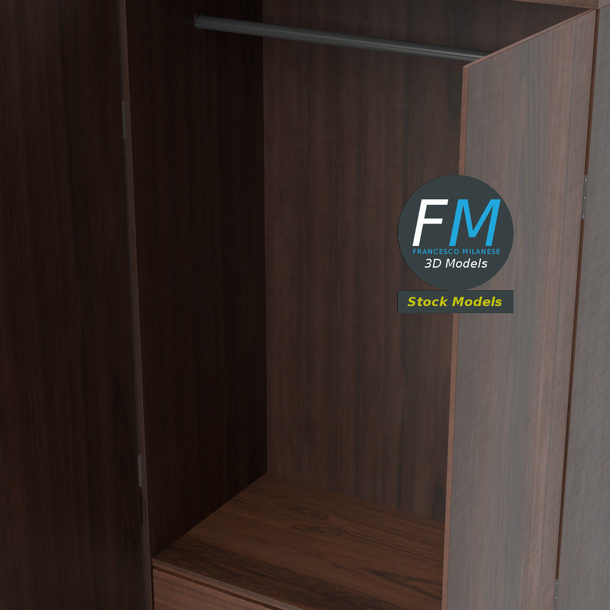 Three-door wardrobe 3D model | CGTrader