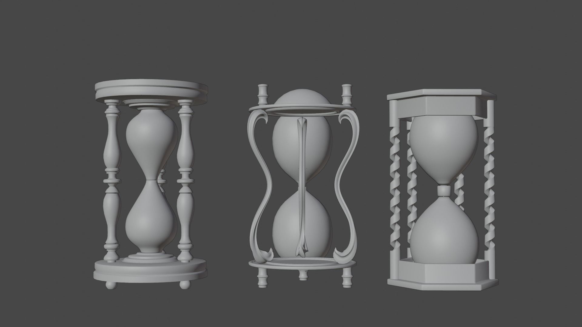 Hourglass set three hourglasses 3D model | CGTrader