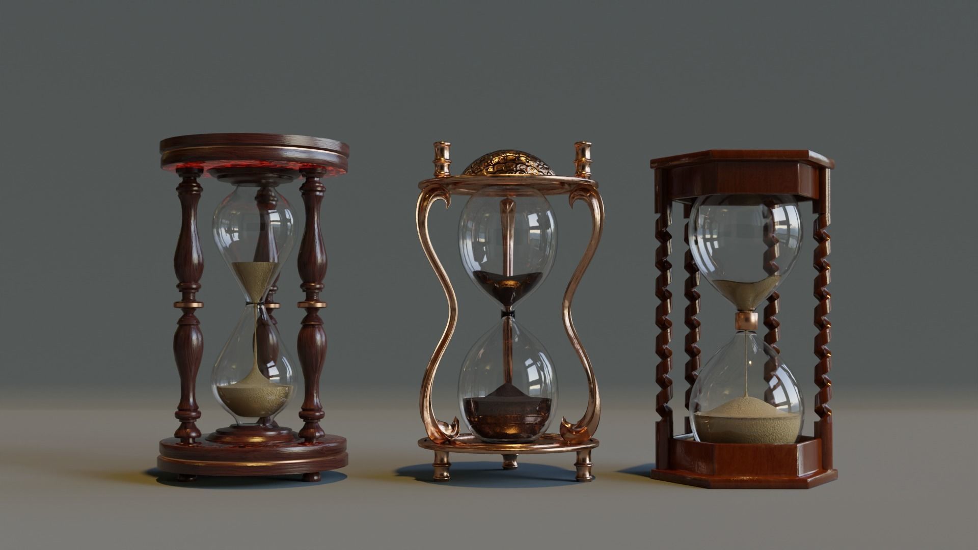 Hourglass set three hourglasses 3D model | CGTrader