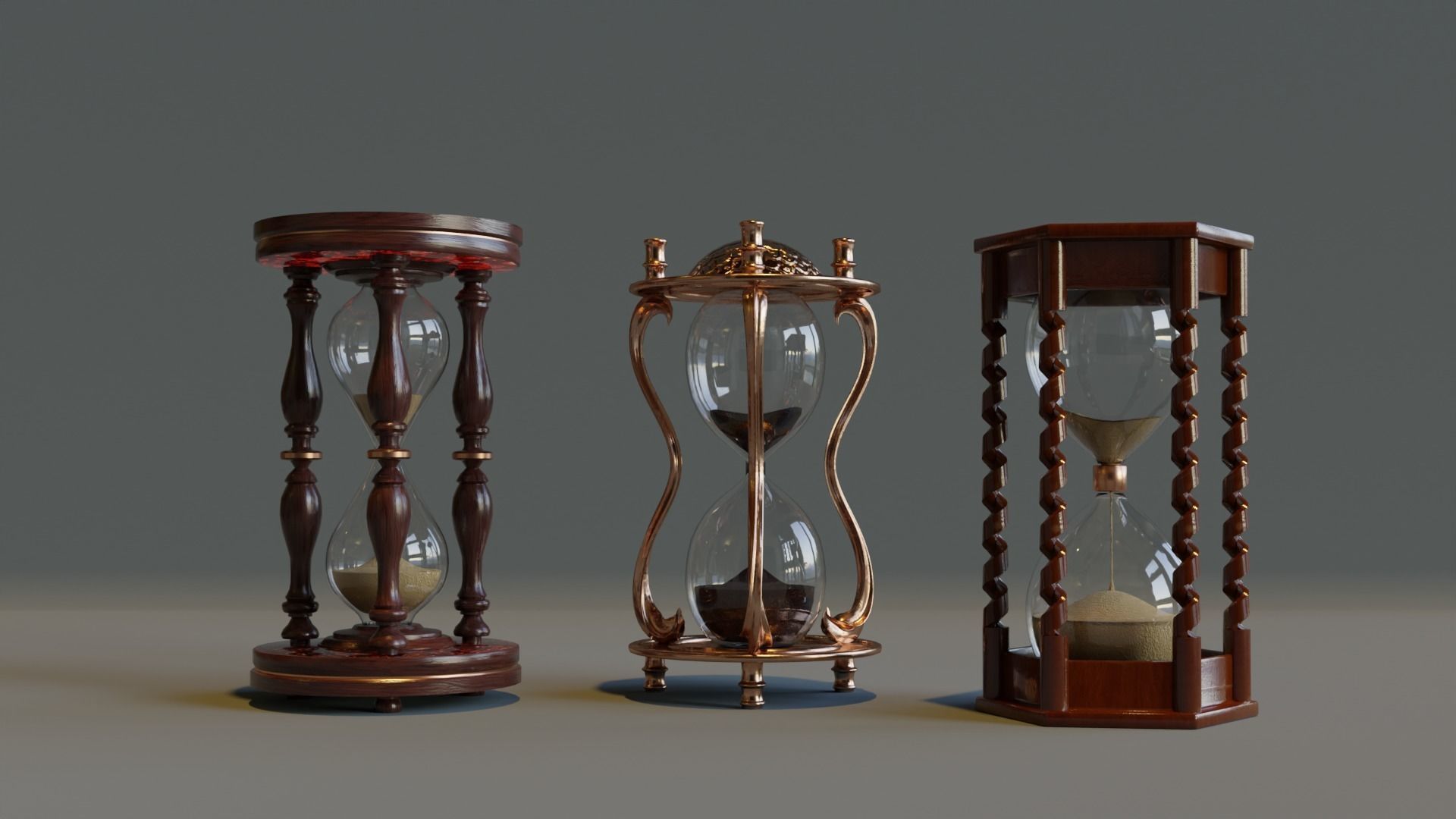 Hourglass set three hourglasses 3D model | CGTrader