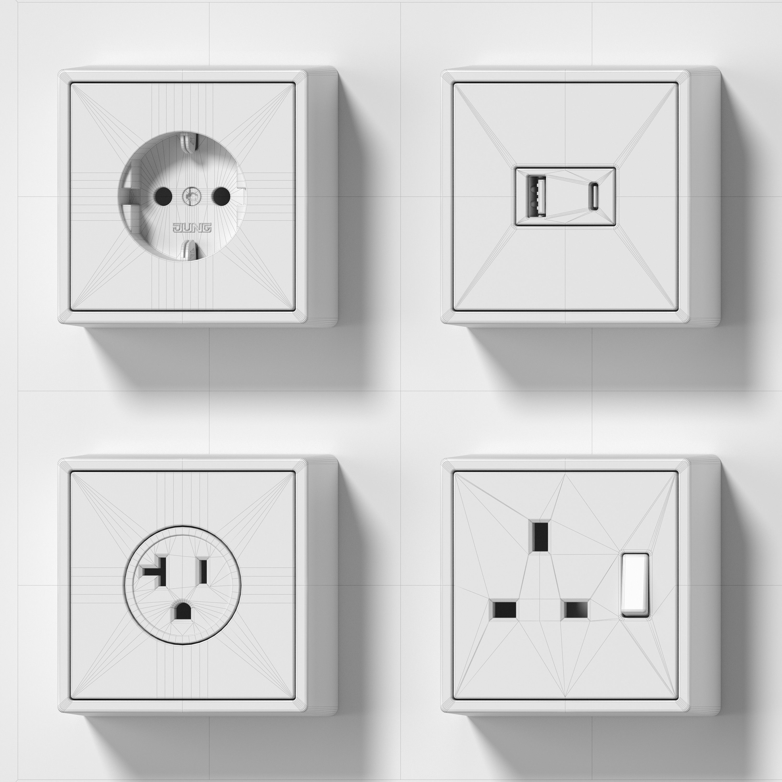 JUNG LS CUBE- Switches and sockets kit 80 items 3D model | CGTrader