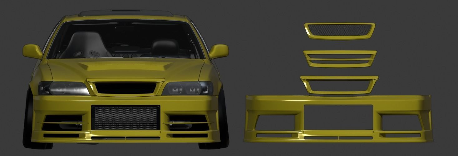 Kazama Promode JZX100 Chaser Body Kit with Grilles 3D model | CGTrader